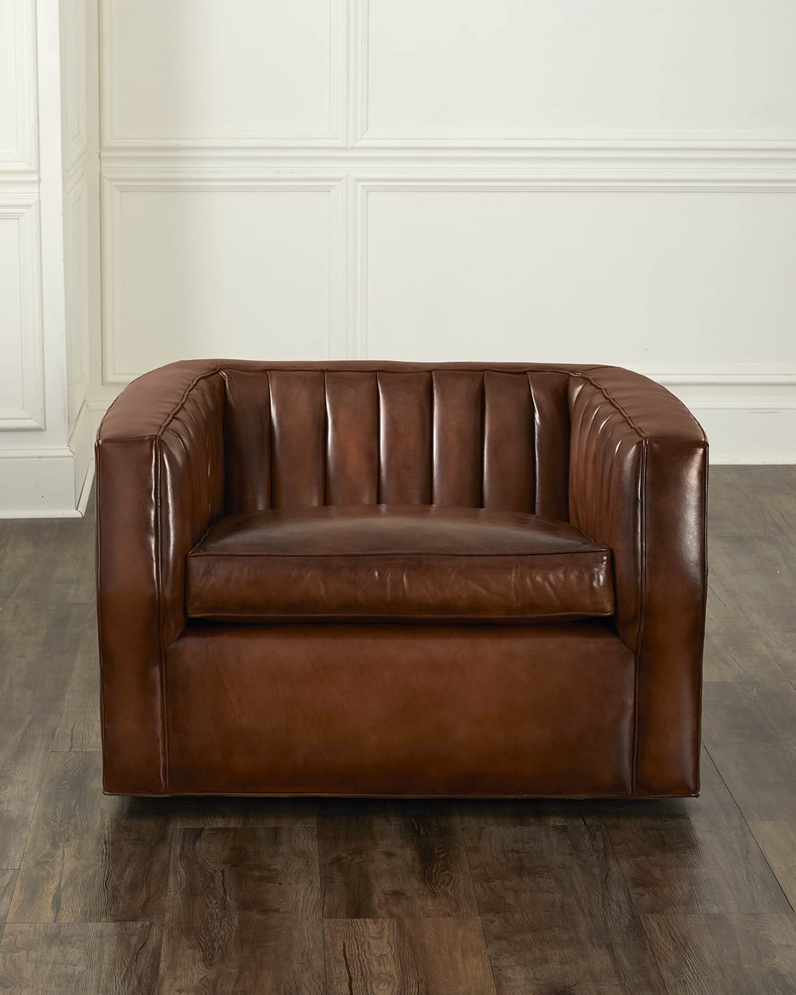 Old Hickory Tannery Bertram Leather Swivel Chair | Neiman Marcus