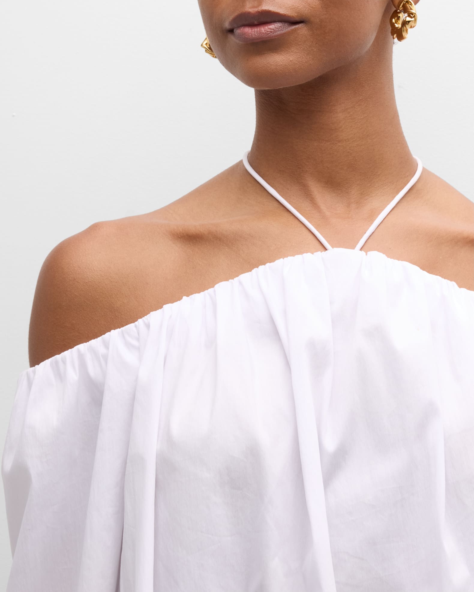 SIMONMILLER Oleander Poplin Off-Shoulder Halter Top | Neiman Marcus