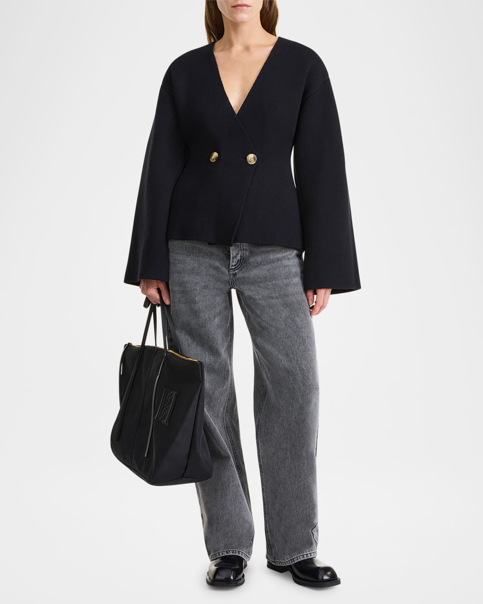 By Malene Birger Tinley Ribbed Double-Breasted Sweater | Neiman Marcus