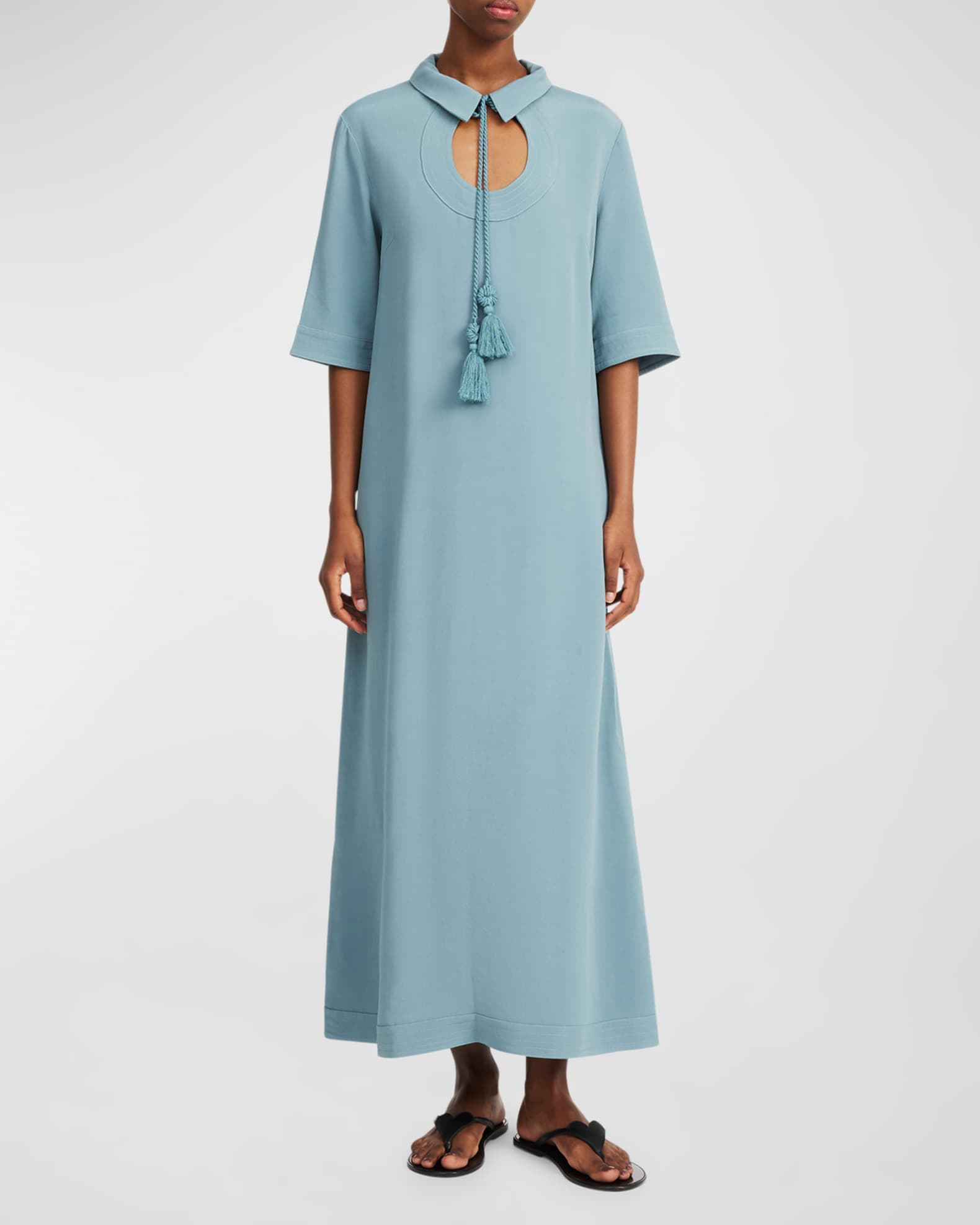 By Malene Birger Brinney Cutout Tie-Neck Maxi Dress | Neiman Marcus