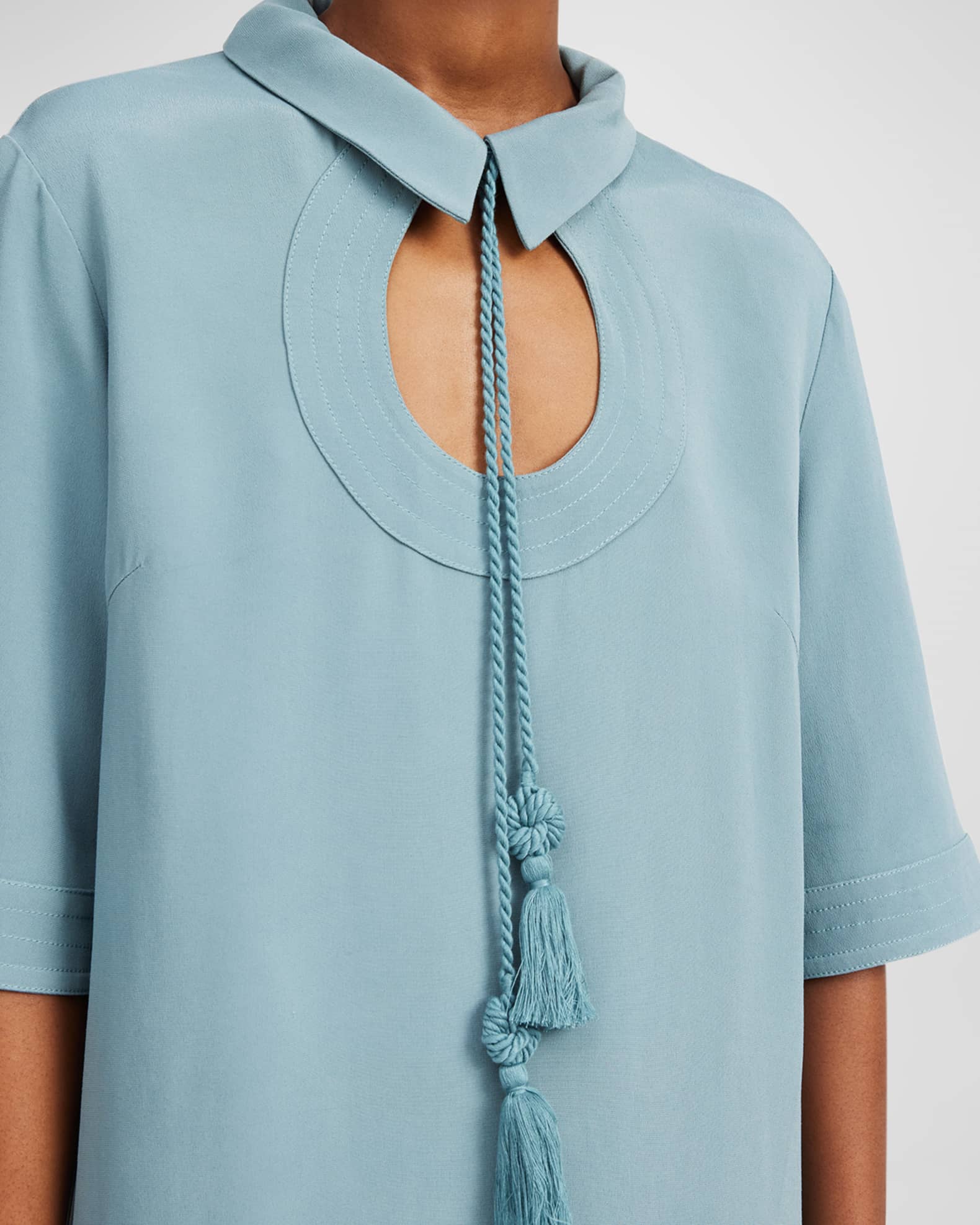 By Malene Birger Brinney Cutout Tie-Neck Maxi Dress | Neiman Marcus