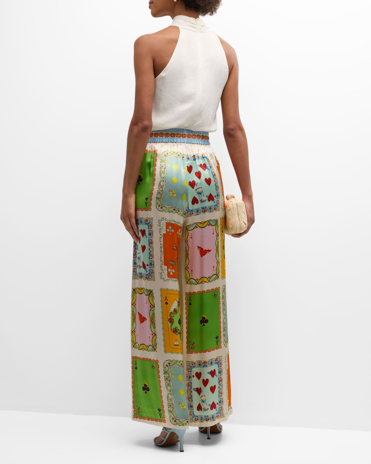 ALEMAIS Rummy Sandwashed Silk Satin Wide-Leg Pants | Neiman Marcus