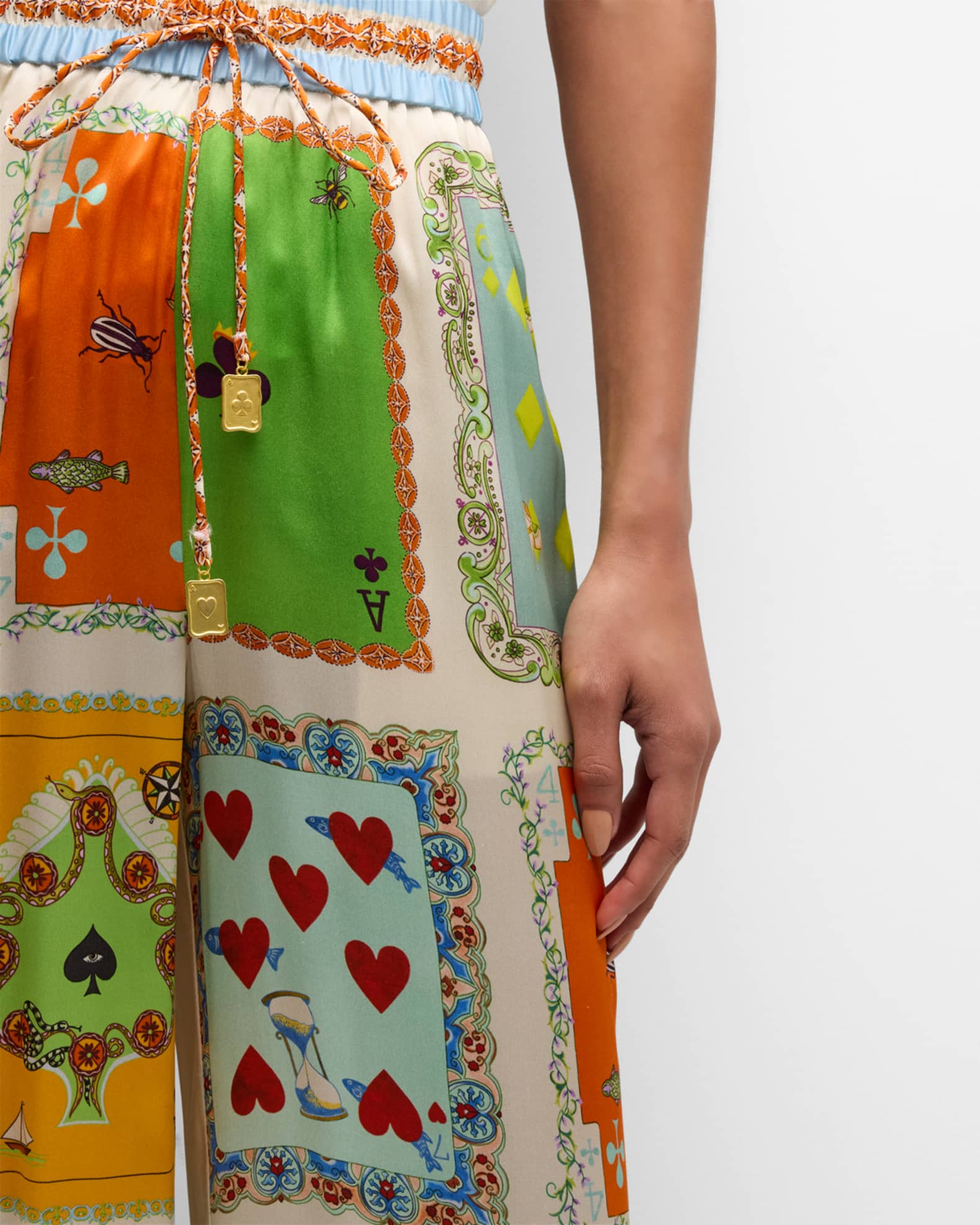 ALEMAIS Rummy Sandwashed Silk Satin Wide-Leg Pants | Neiman Marcus