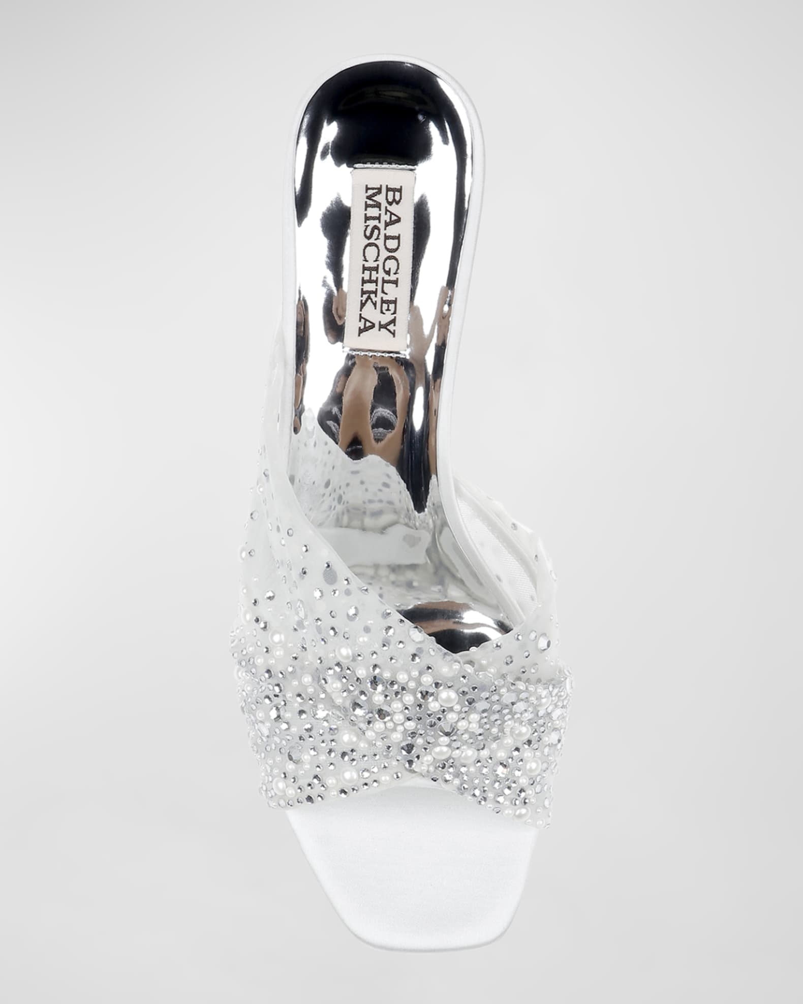 Badgley Mischka Brandy Embellished Tulle Slide Sandals | Neiman Marcus