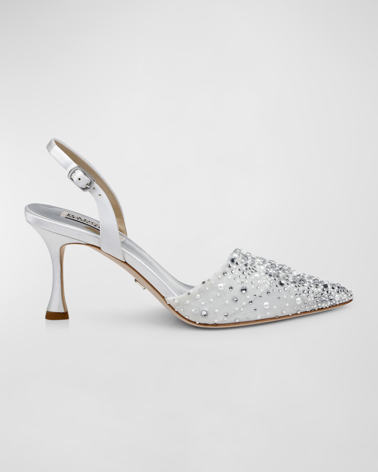 Badgley Mischka Brenna Embellished Silk Slingback Pumps | Neiman Marcus