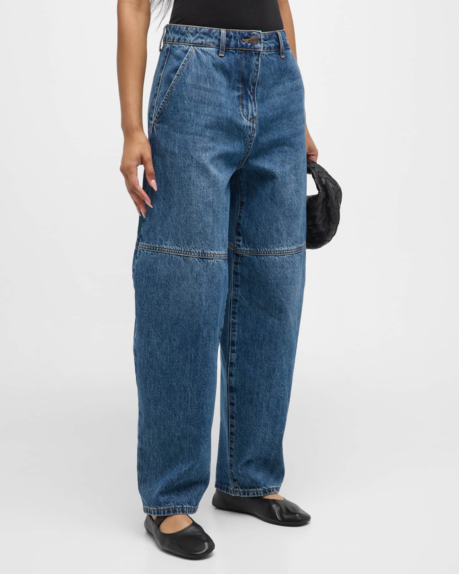 Co High-Rise Wide-Leg Denim Balloon Pants | Neiman Marcus