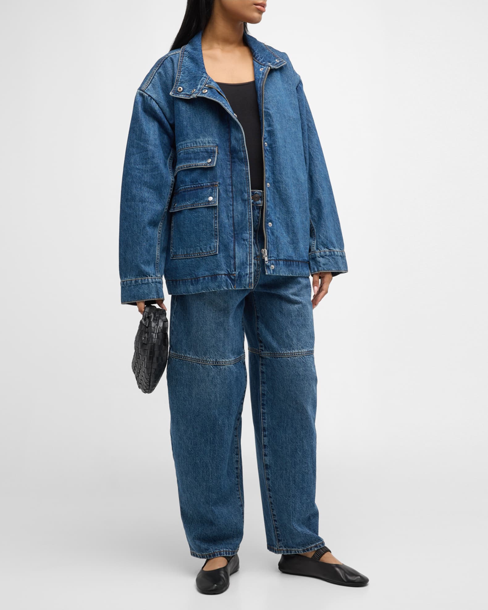Co High-Rise Wide-Leg Denim Balloon Pants | Neiman Marcus