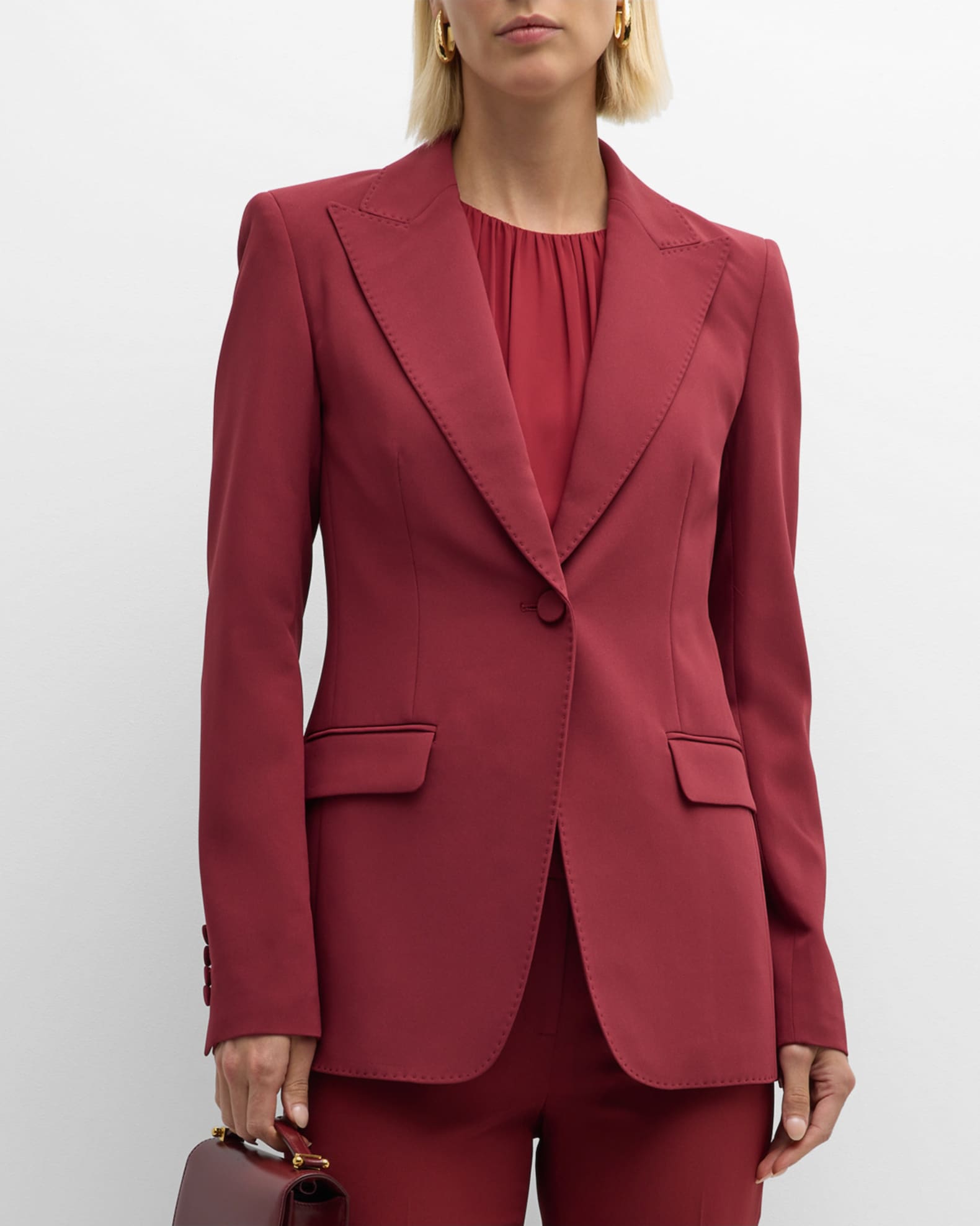 Lafayette 148 New York Single-Button Finesse Crepe Blazer | Neiman Marcus