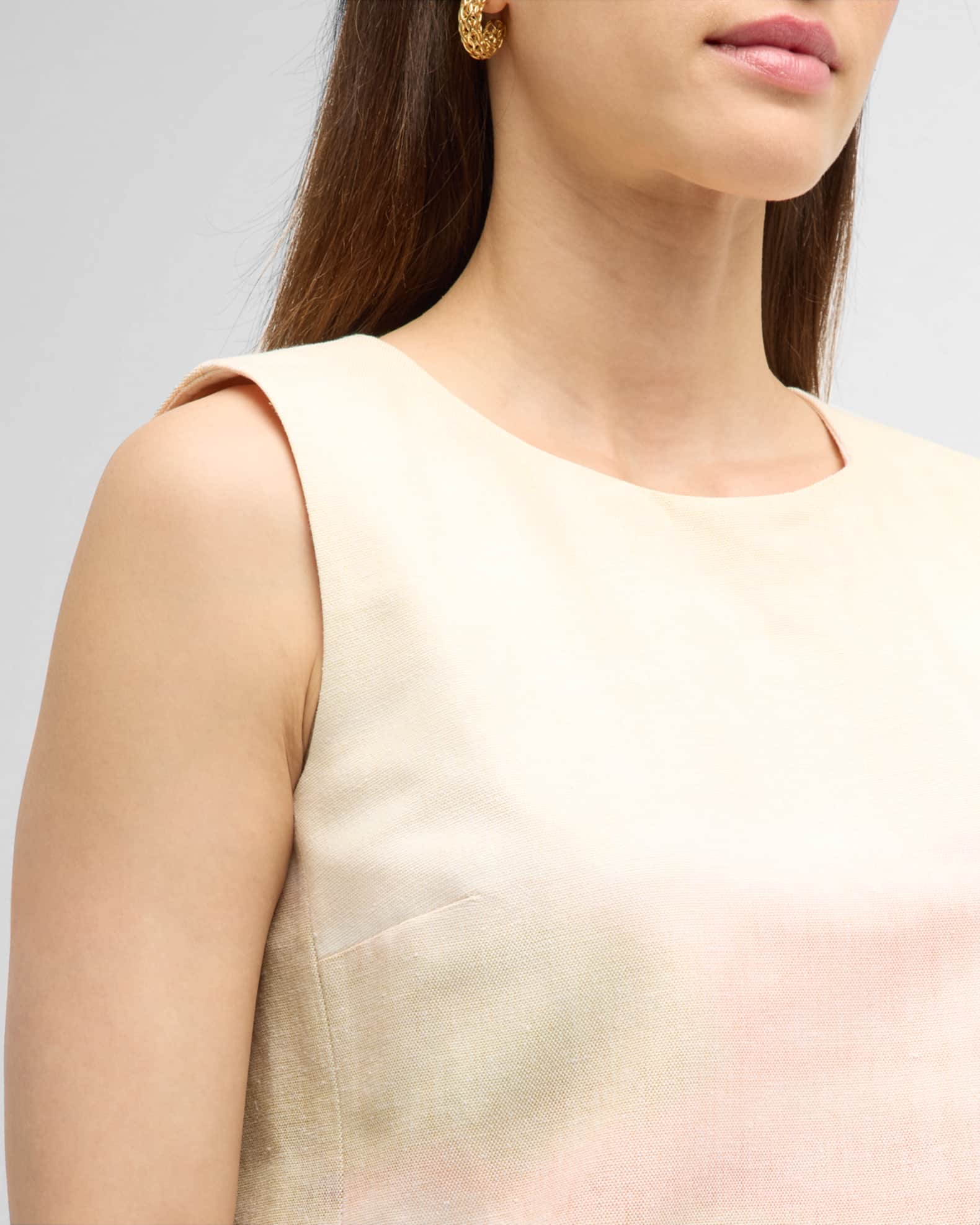 Lafayette 148 New York Horizon-Print Cotton Canvas Dress | Neiman Marcus