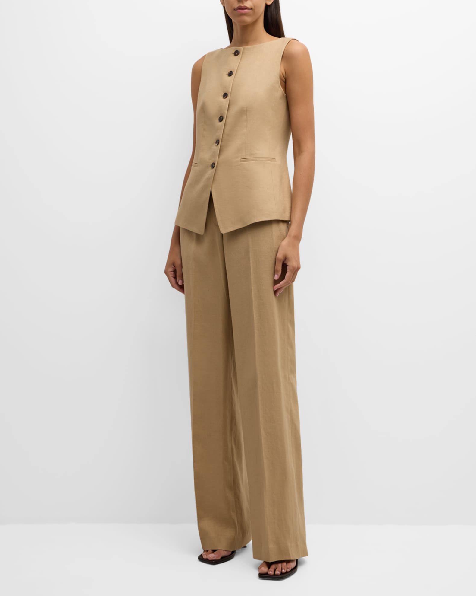 Lafayette 148 New York Bateau-Neck Linen Vest | Neiman Marcus