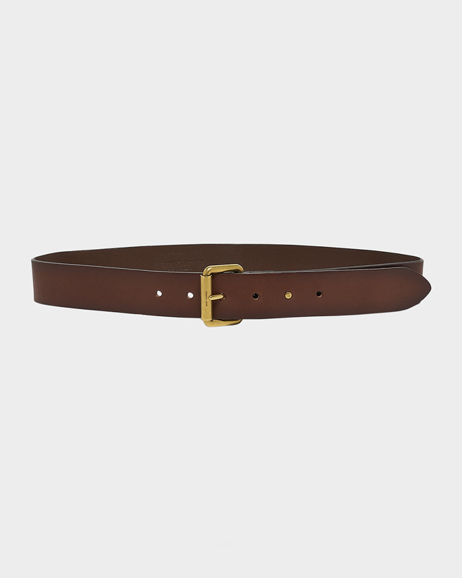 Saint Laurent Motorcycle Brown Leather Belt | Neiman Marcus