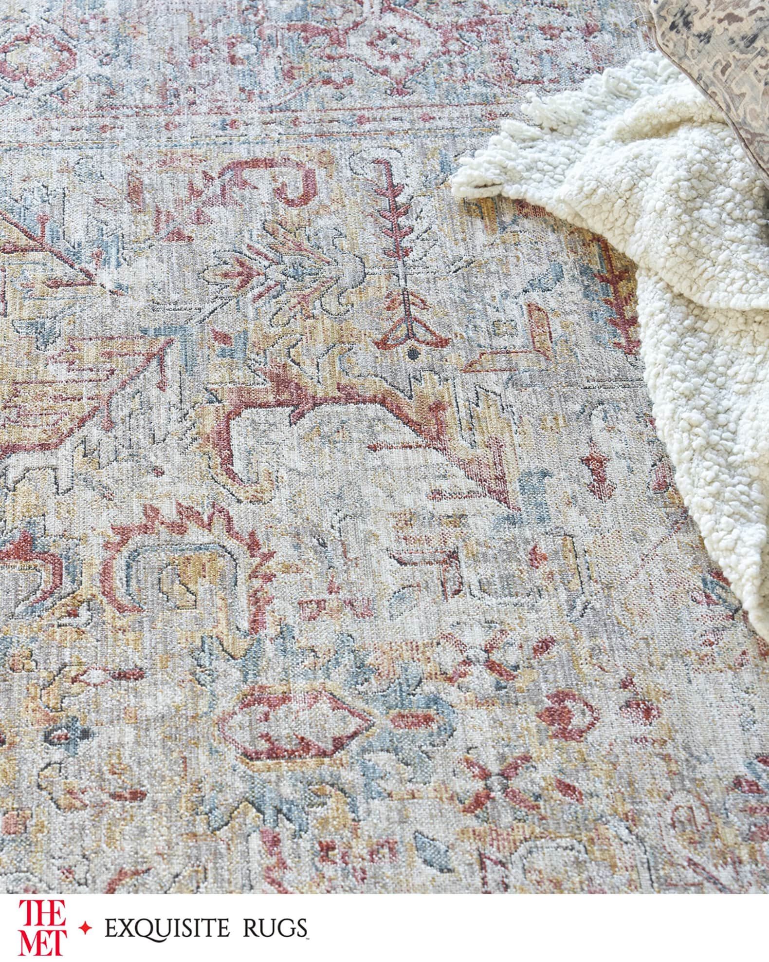 Antique-Loomed Cream and Rust Rug Collection | Neiman Marcus