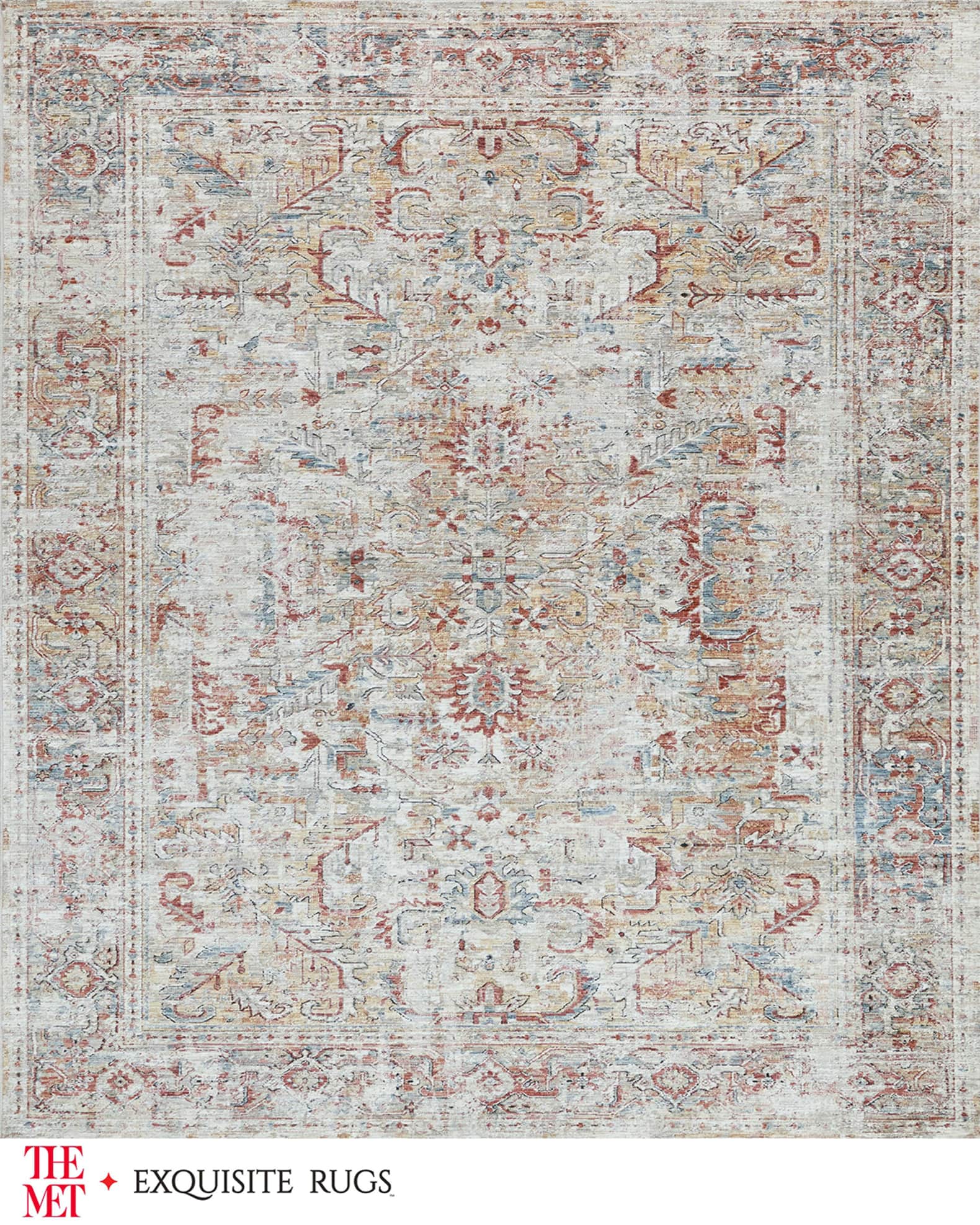 Antique-Loomed Cream and Rust Rug Collection | Neiman Marcus