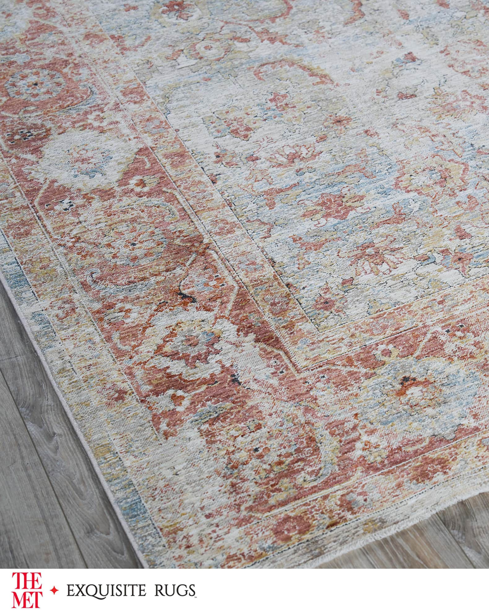 Antique-Loomed Blue and Rust Rug Collection | Neiman Marcus