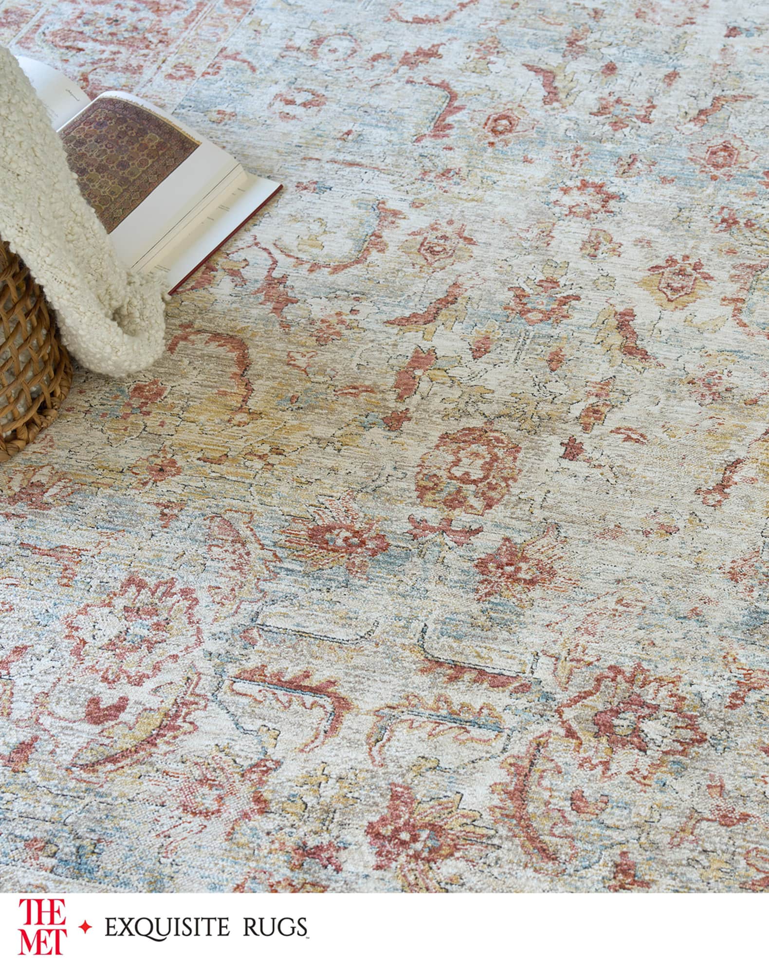 Antique-Loomed Blue and Rust Rug Collection | Neiman Marcus