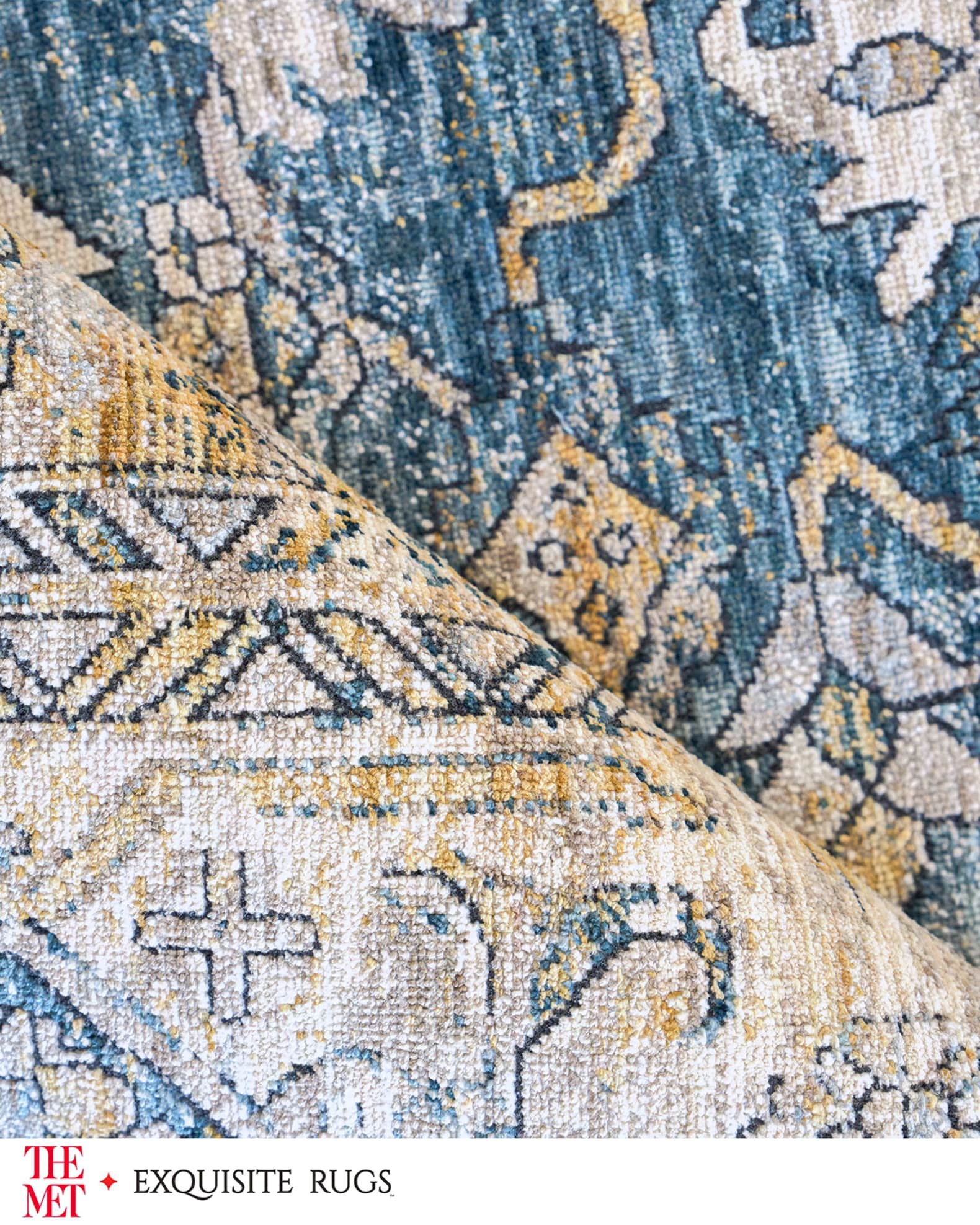 Antique-Loomed Blue and Beige Rug Collection | Neiman Marcus