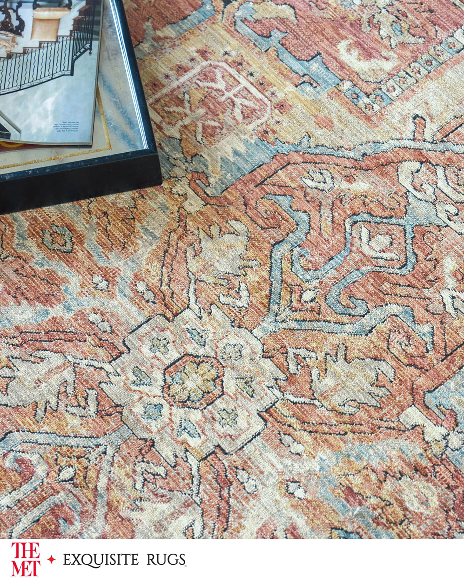 Exquisite Rugs x THE MET Antique Loom Beige, Blue & Rust Rug, 12' x 15 ...