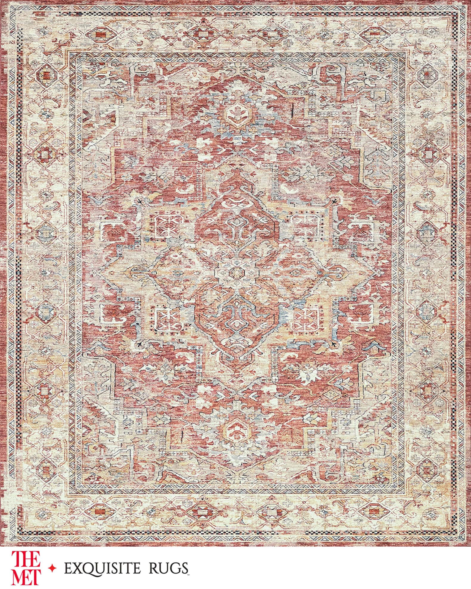 Exquisite Rugs x THE MET Antique Loom Beige, Blue & Rust Rug, 12' x 15 ...