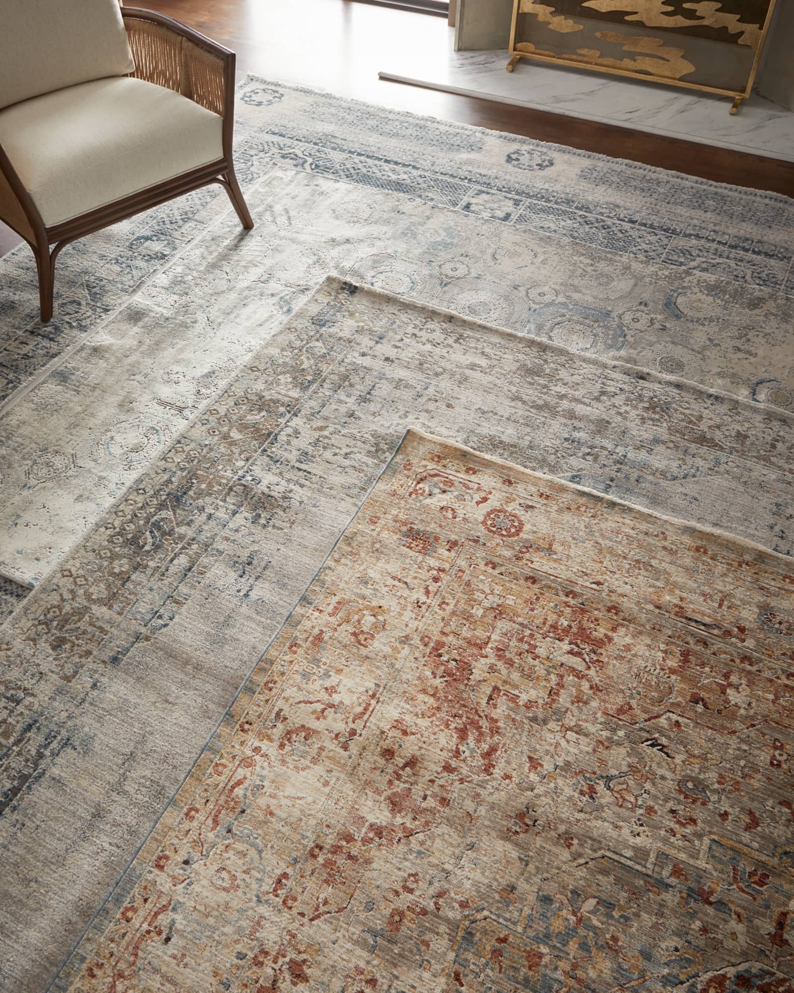 Vintage Loom Blue and Light Blue Rug Collection | Neiman Marcus