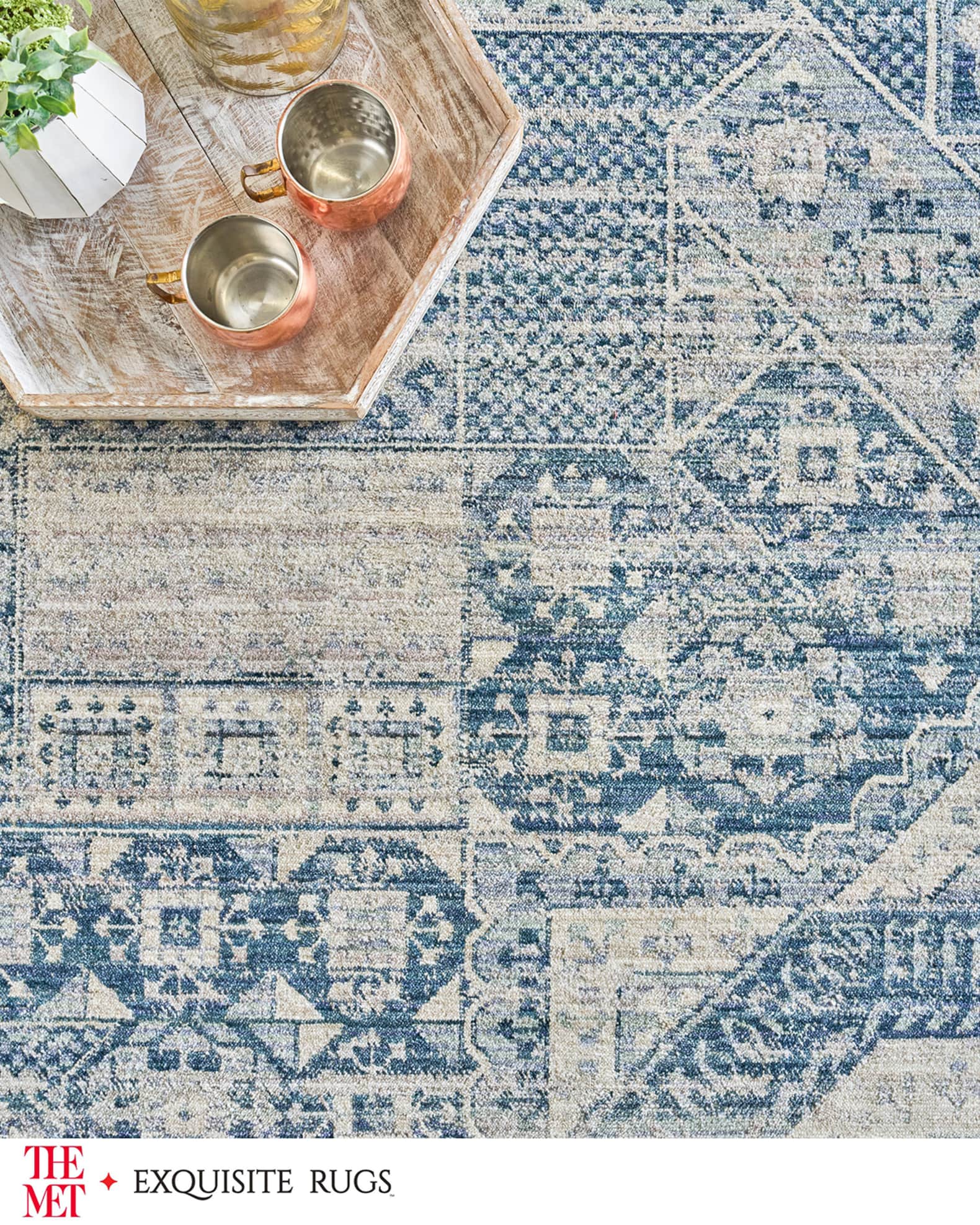 Vintage Loom Blue and Light Blue Rug Collection | Neiman Marcus