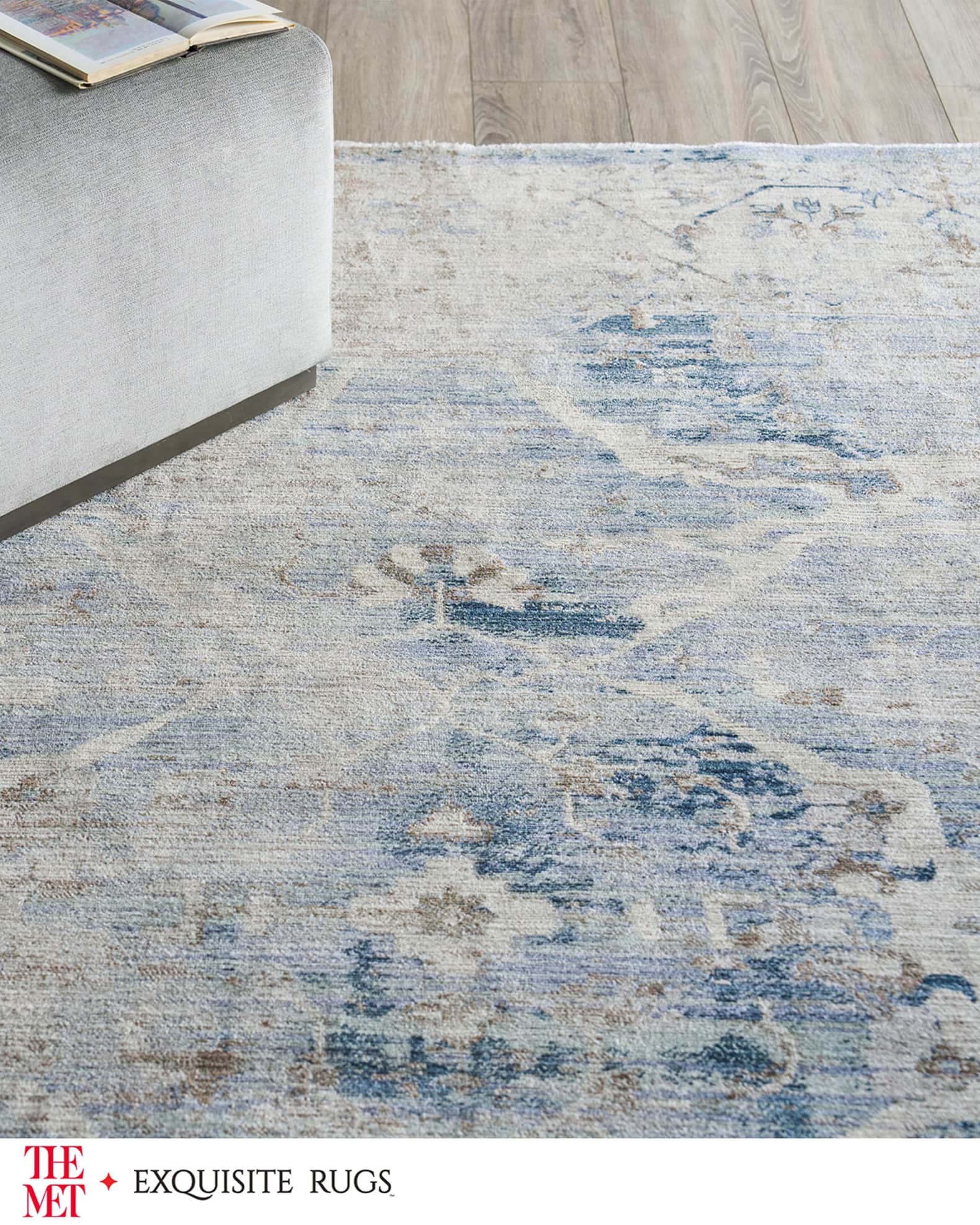 Vintage-Loomed Light Blue and Beige Rug Collection | Neiman Marcus