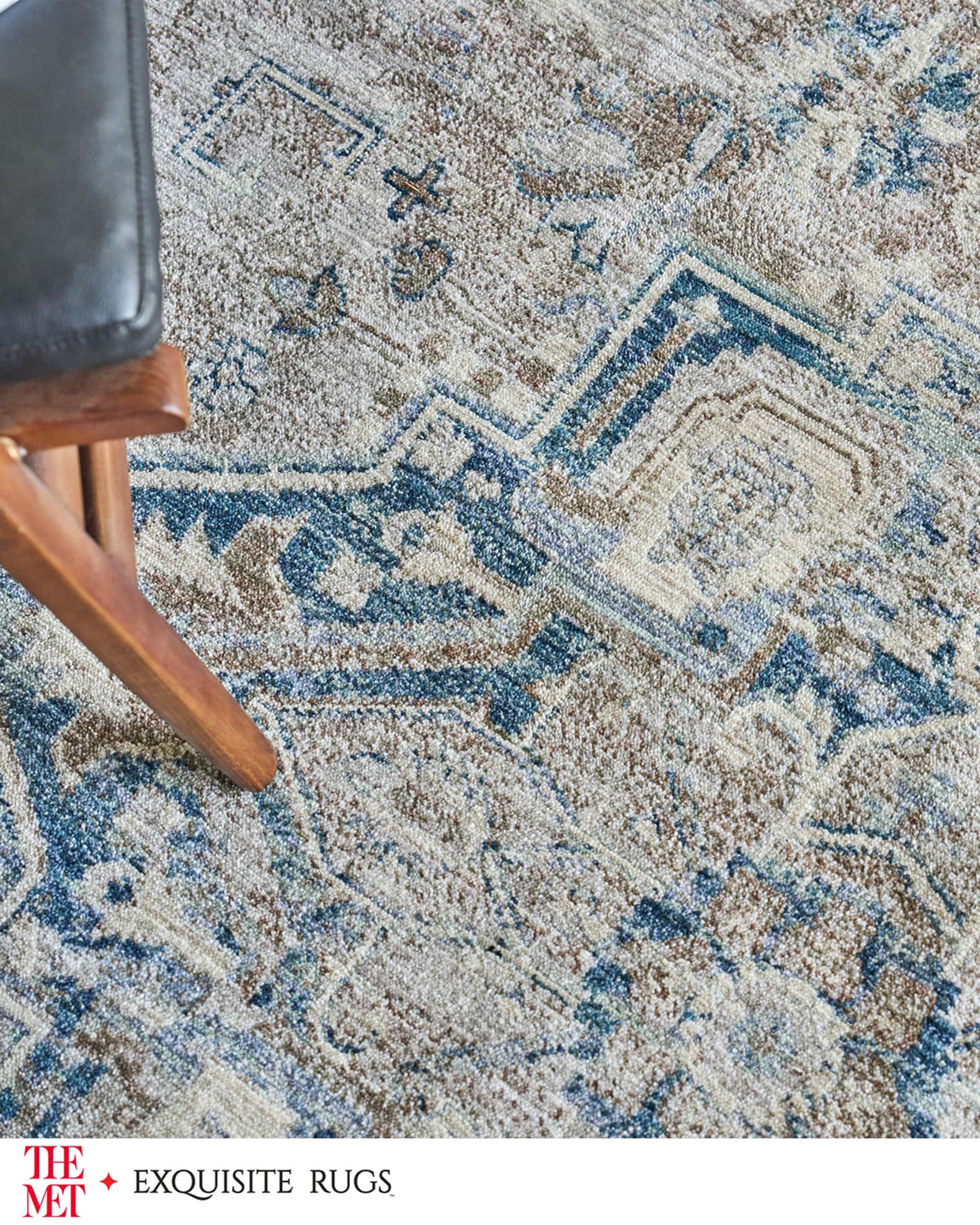 Vintage-Loomed Rust and Navy Rug Collection | Neiman Marcus