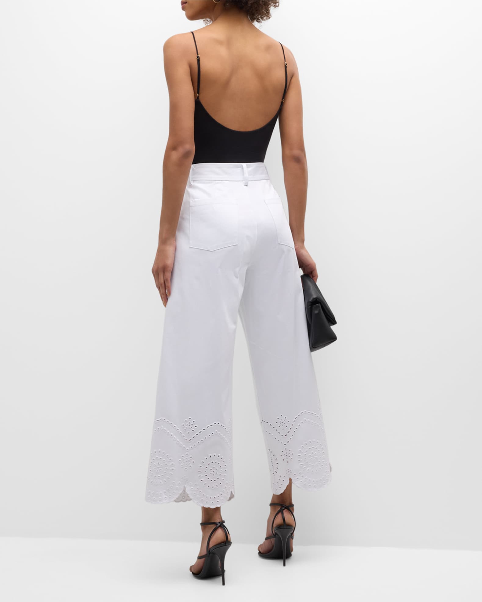 Robert Graham Blair Eyelet-Embroidered Wide-Leg Pants | Neiman Marcus