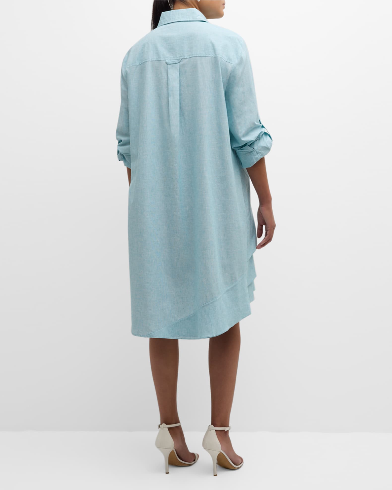 Finley Plus Size Jenna Oxford Ruffle Shirtdress | Neiman Marcus
