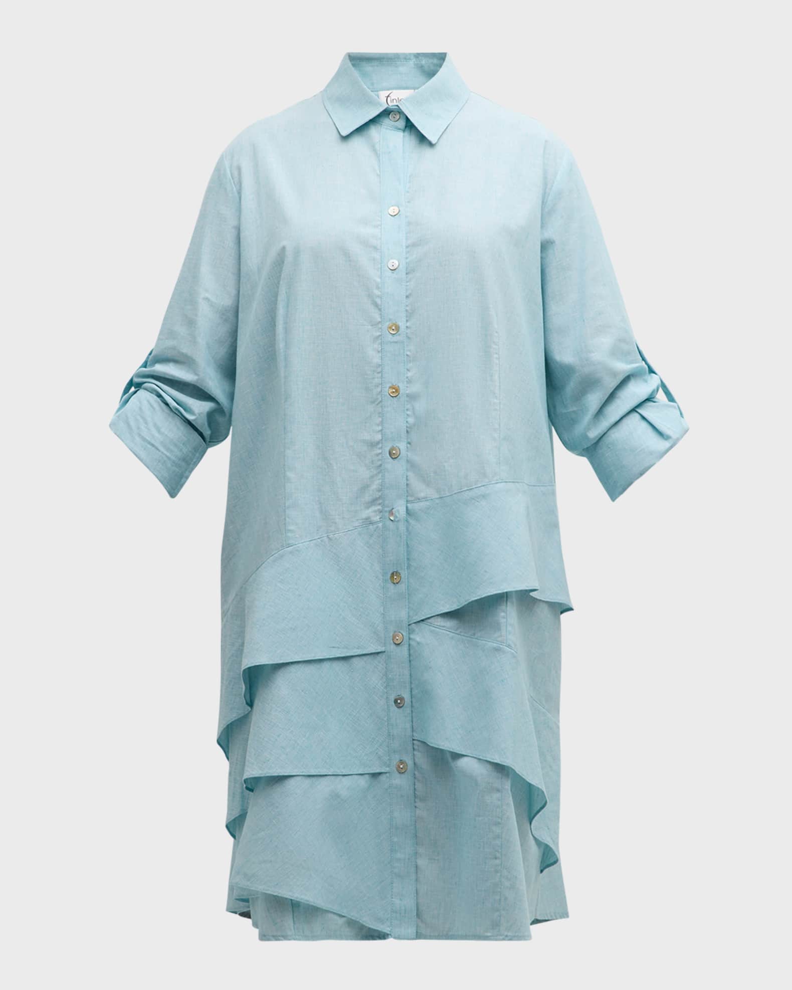 Finley Plus Size Jenna Oxford Ruffle Shirtdress | Neiman Marcus