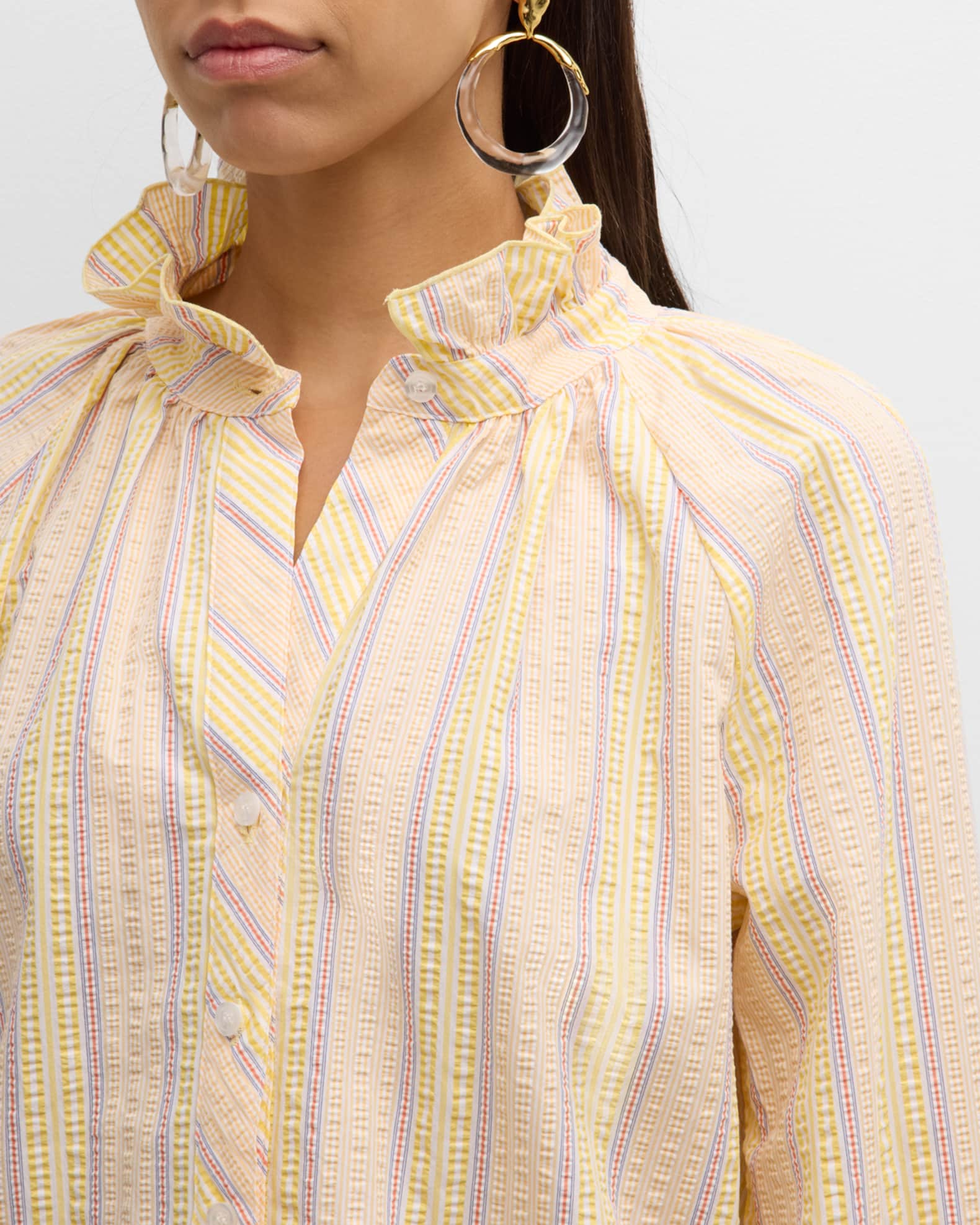 Finley Fiona Striped Seersucker Cotton Shirt | Neiman Marcus