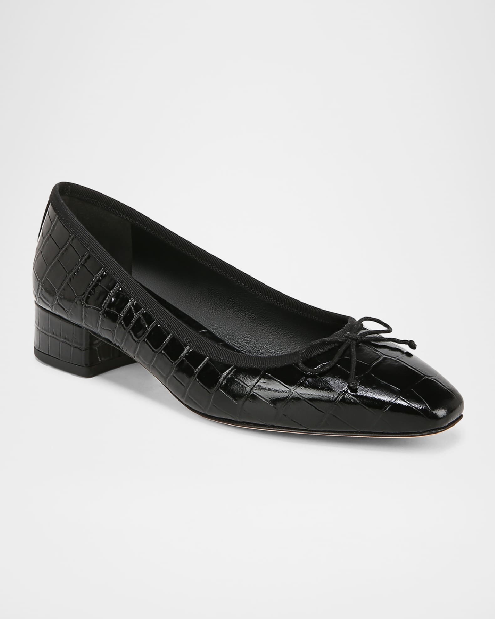 Veronica Beard Cecile Croco Bow Low Pumps | Neiman Marcus