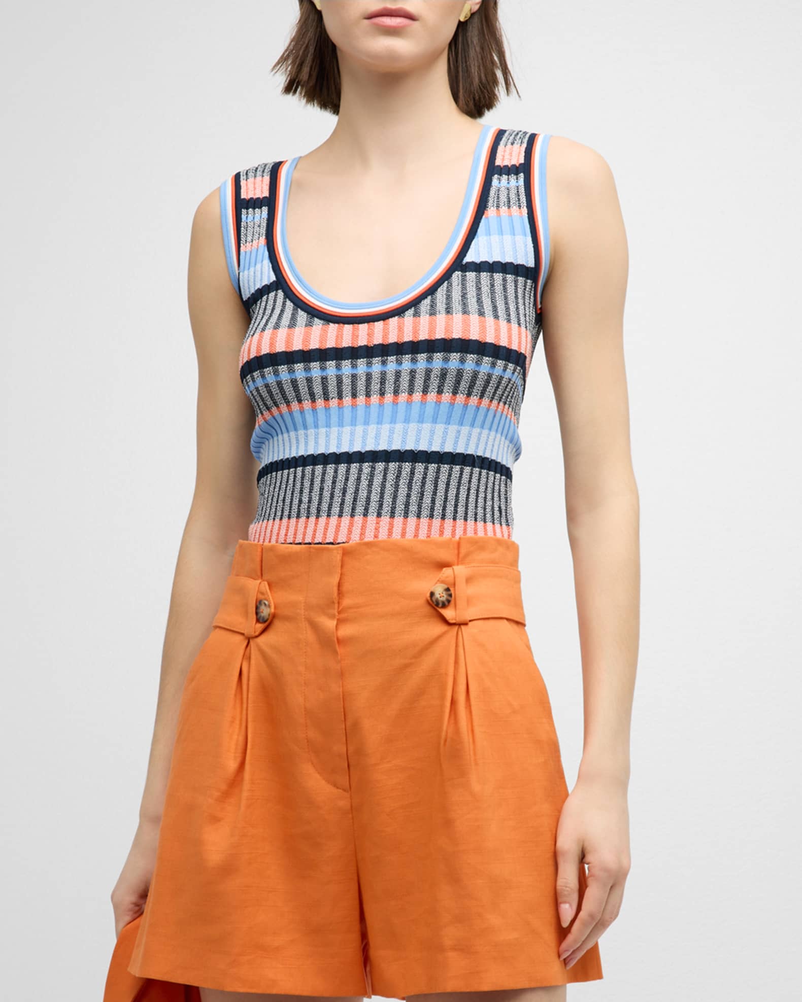 Veronica Beard Sandra Scoop-Neck Tank Top | Neiman Marcus