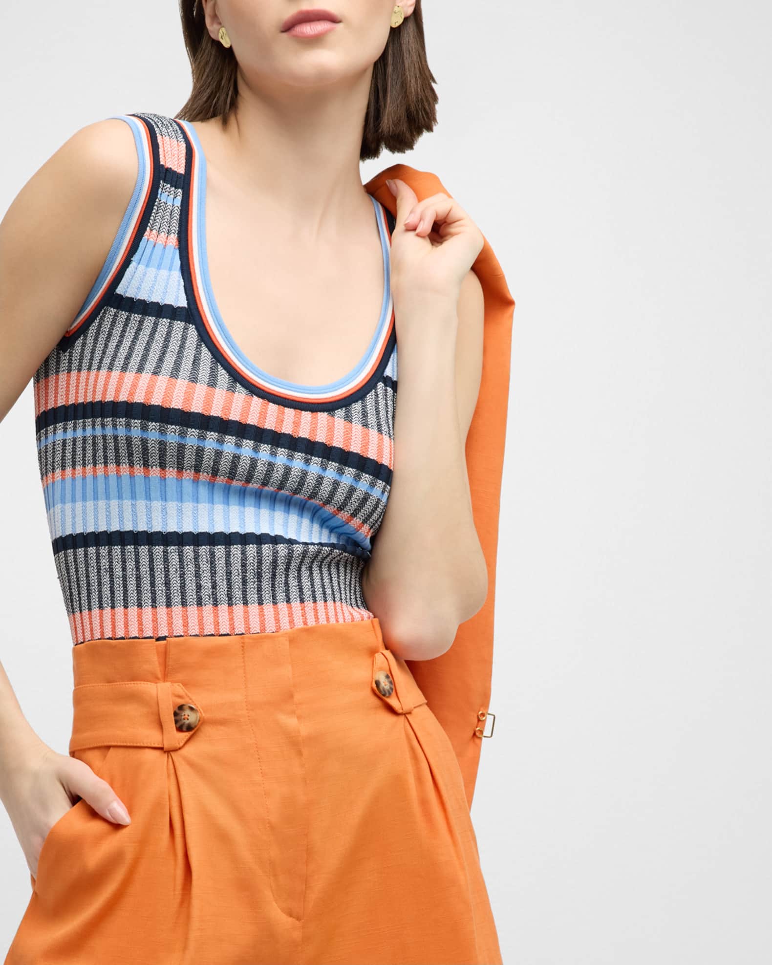 Veronica Beard Sandra Scoop-Neck Tank Top | Neiman Marcus