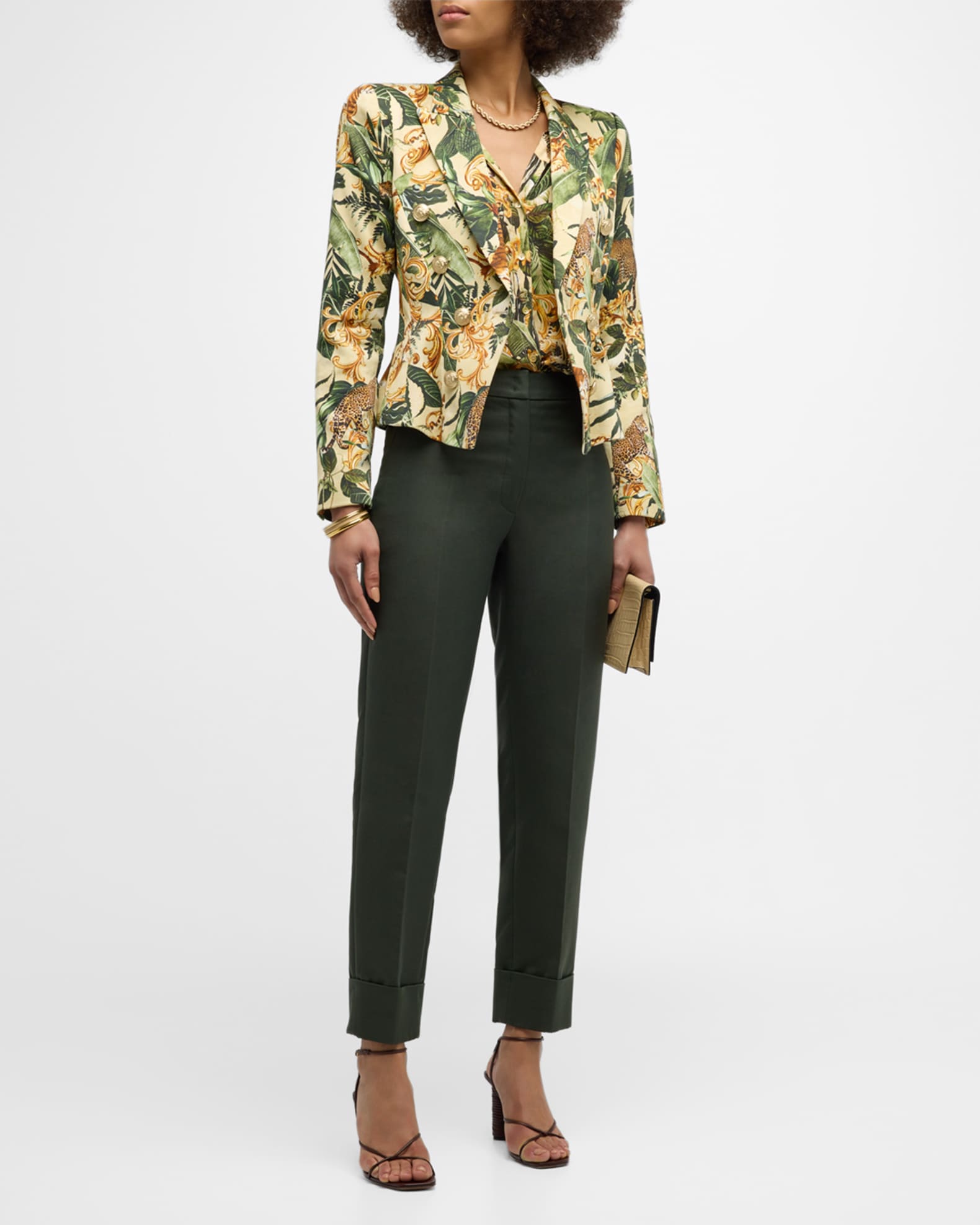 L'Agence Bethany Jungle Printed Structured Blazer | Neiman Marcus