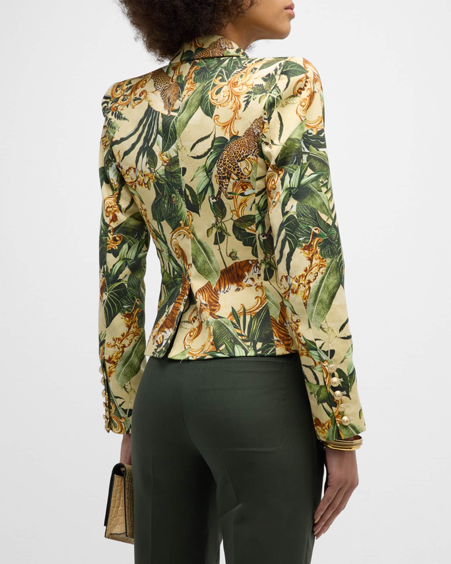 L'Agence Bethany Jungle Printed Structured Blazer | Neiman Marcus