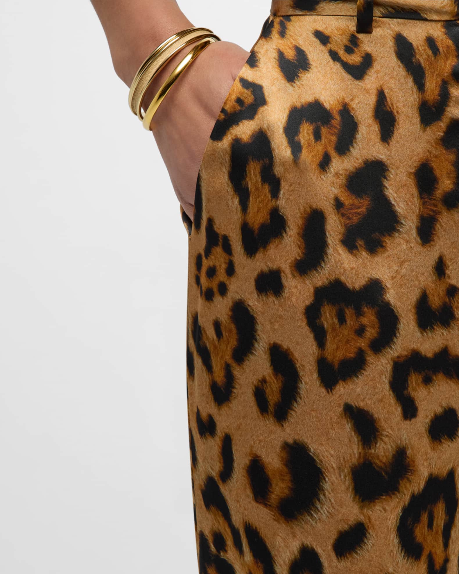 L'Agence Pilar Leopard Silk Wide-Leg Pants | Neiman Marcus