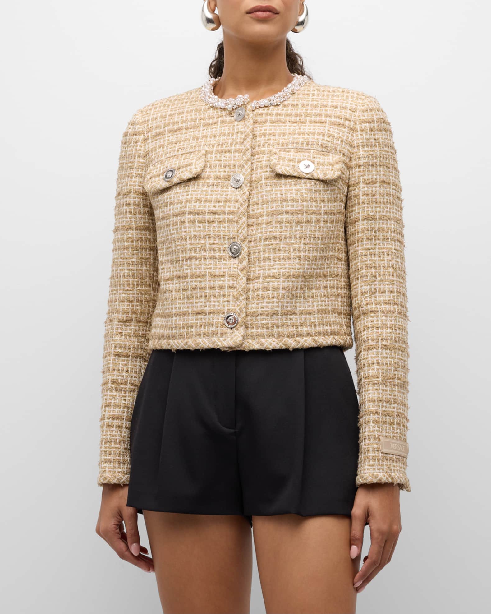 Versace Embellished Tweed Jacket | Neiman Marcus