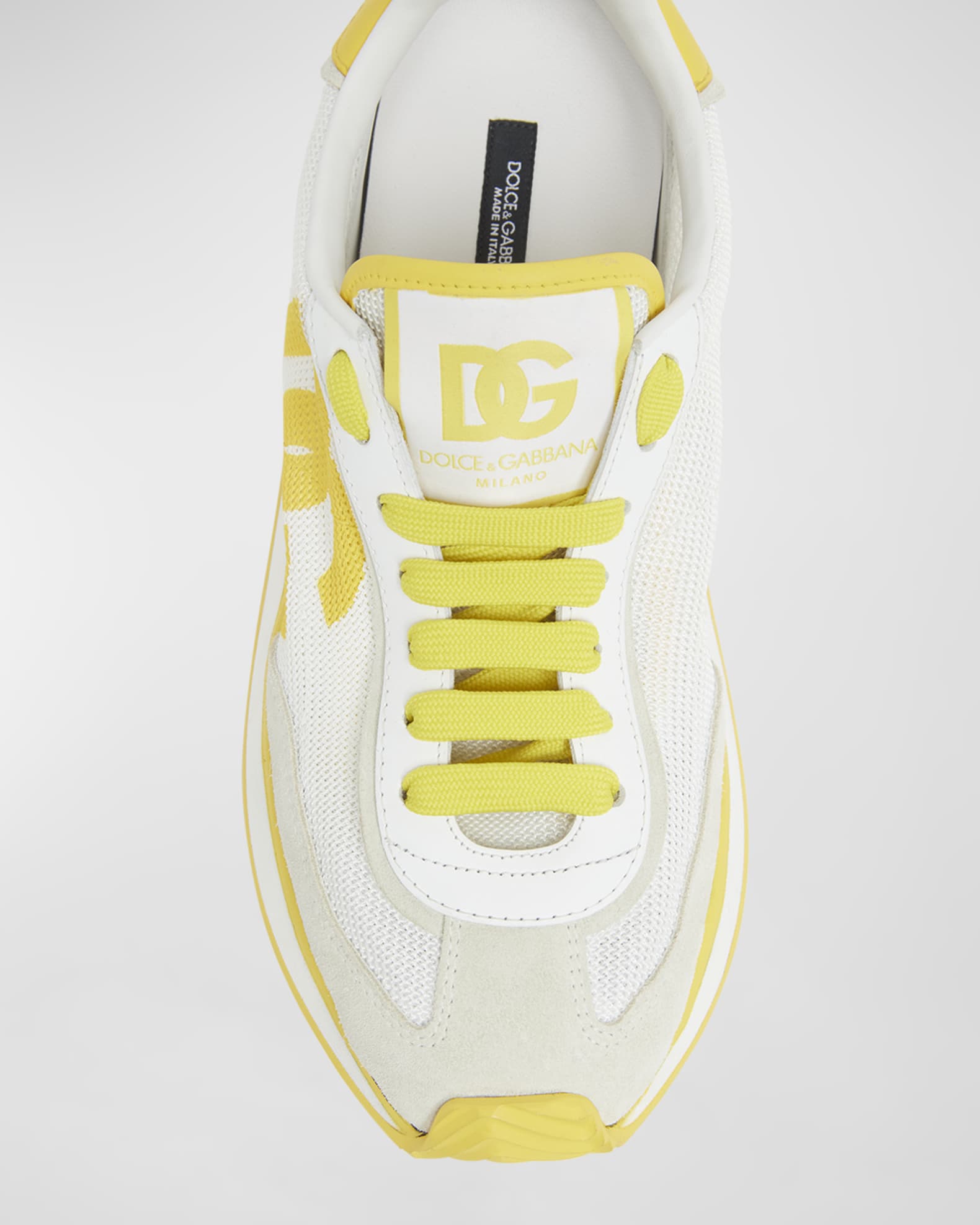 Dolce&Gabbana Mixed-Material DG Cushion Sneakers | Neiman Marcus