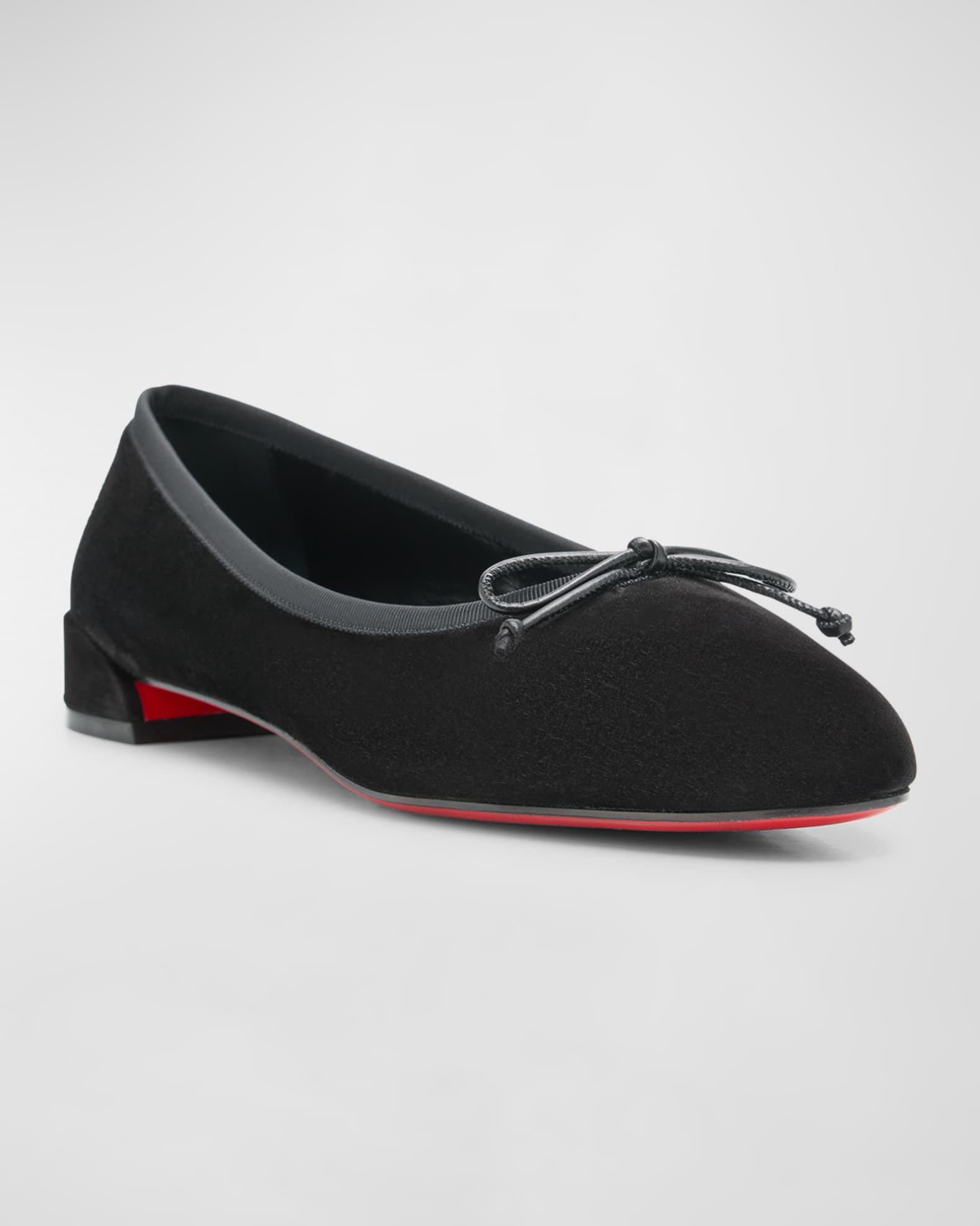 Christian Louboutin Sweetie Jane Suede Bow Ballerina Flats | Neiman Marcus