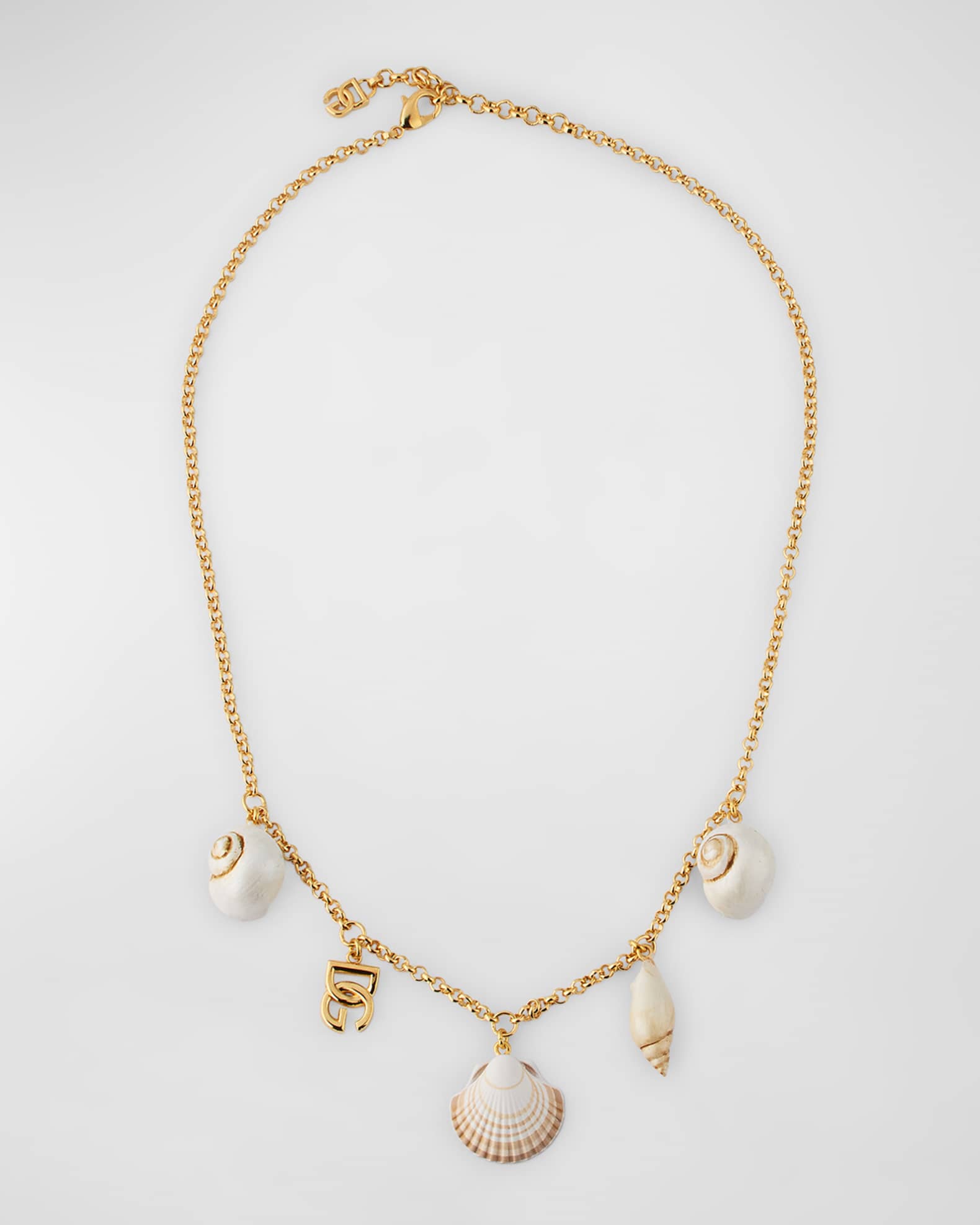 Dolce&Gabbana DG Logo and Shell Charm Necklace | Neiman Marcus