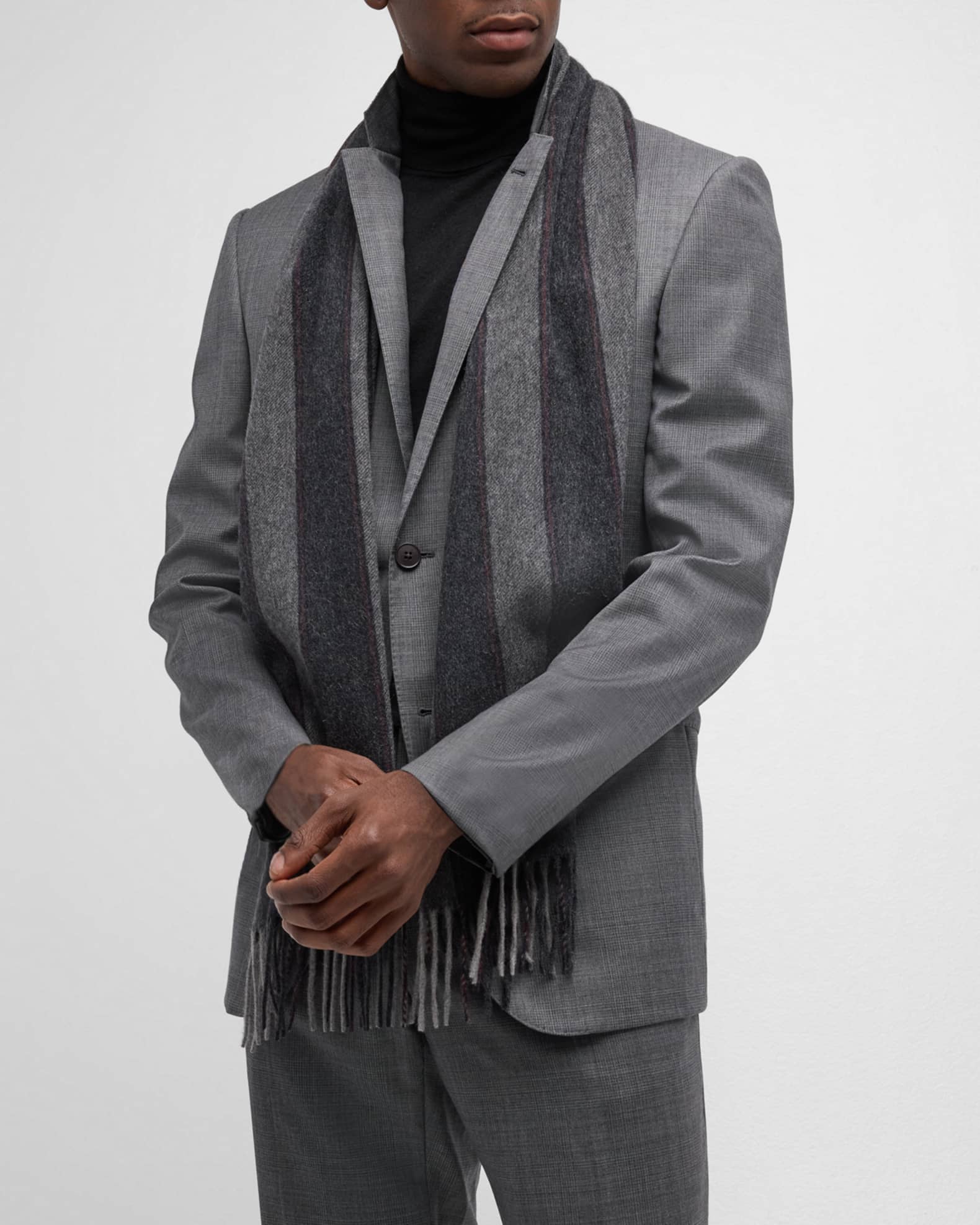 Kiton Men's Striped Cashmere Scarf | Neiman Marcus