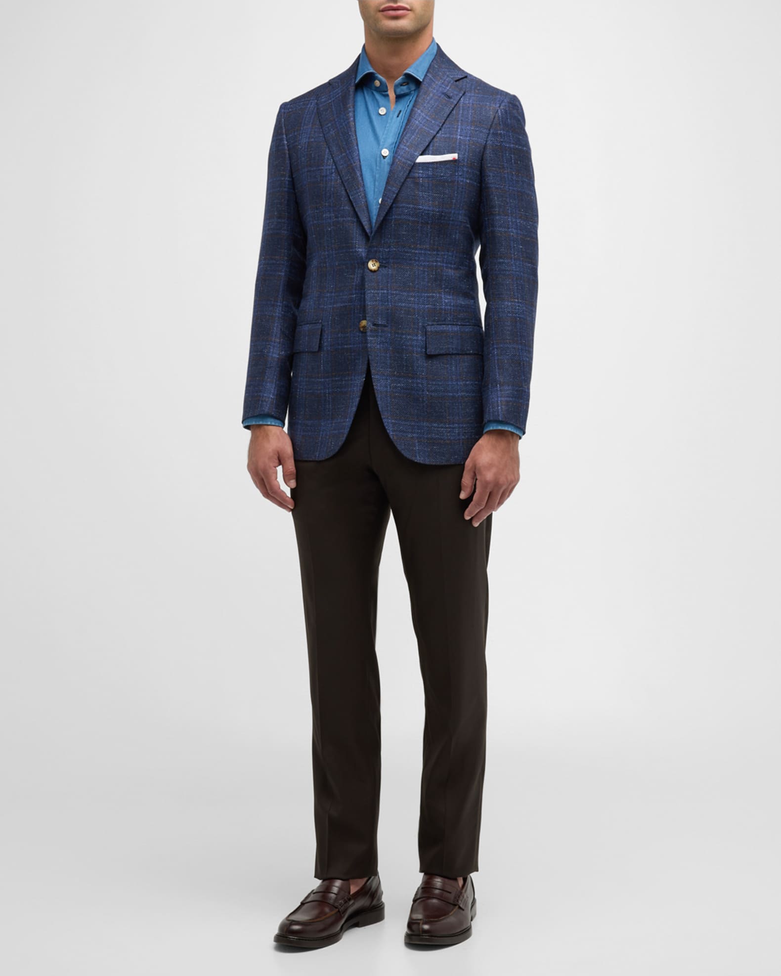 Kiton Men's Wool-Cashmere Plaid Sport Coat | Neiman Marcus