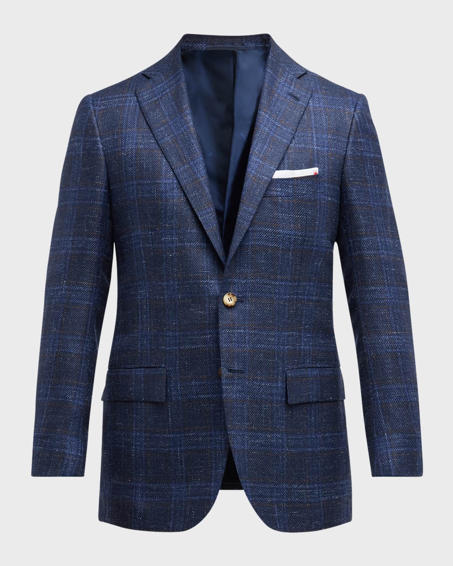 Kiton Men's Wool-Cashmere Plaid Sport Coat | Neiman Marcus