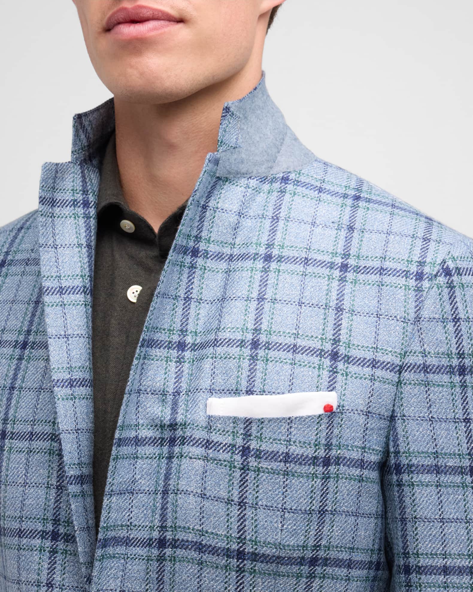 Kiton Men's Plaid Wool-Cashmere Sport Coat | Neiman Marcus