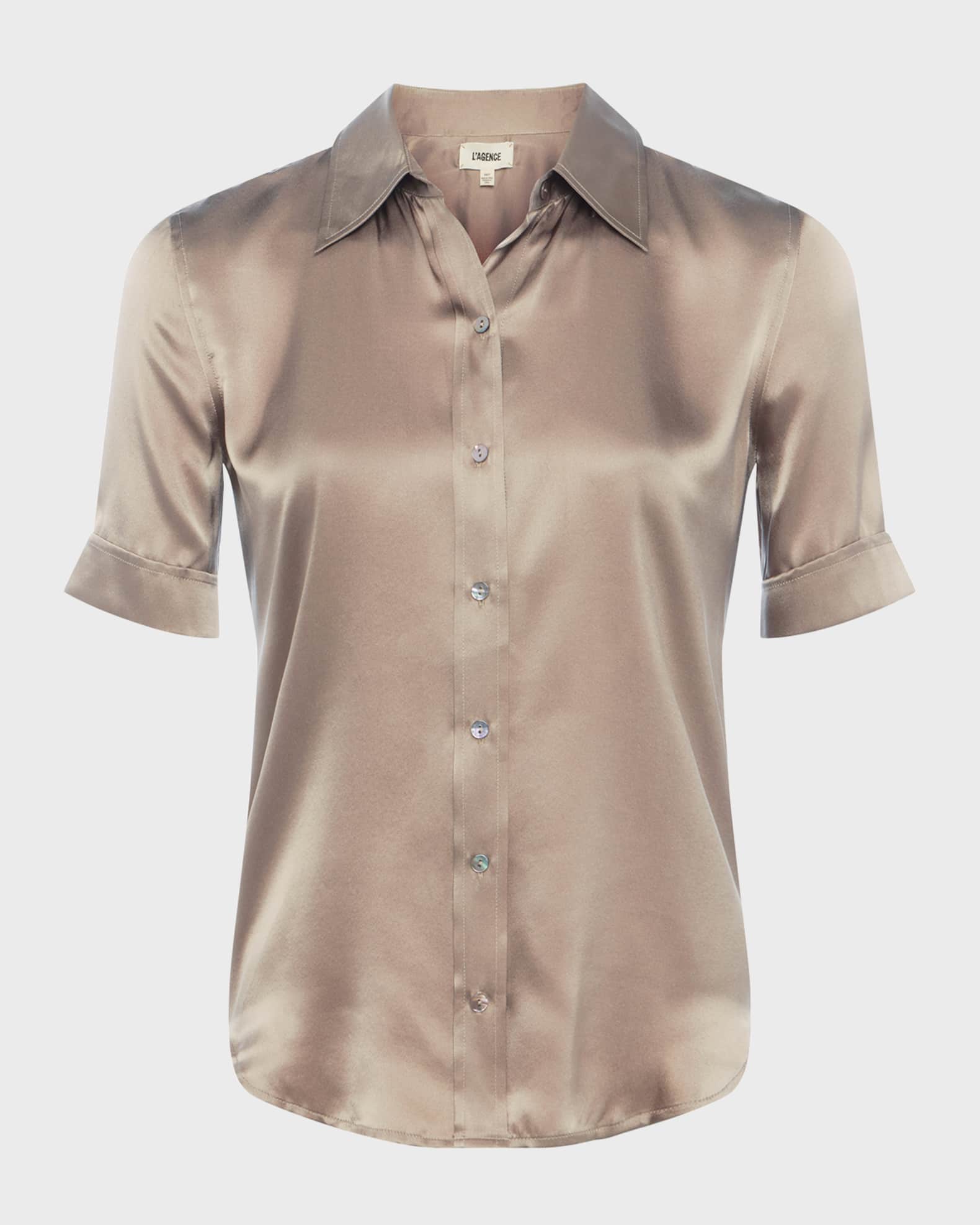 L'Agence Ellah Short-Sleeve Silk Blouse | Neiman Marcus
