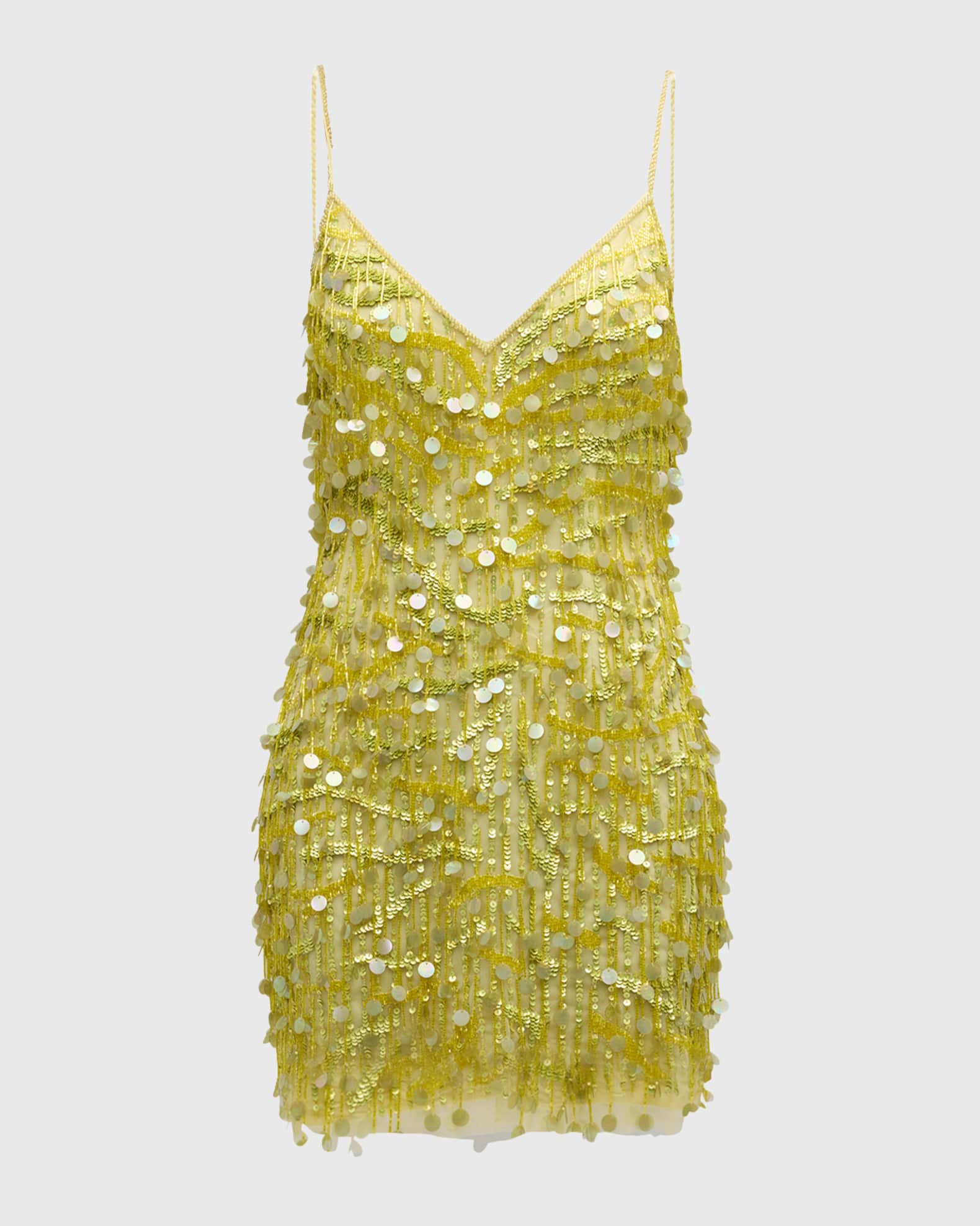 Liv Foster Beaded Fringe Deep V-Neck Mini Dress | Neiman Marcus