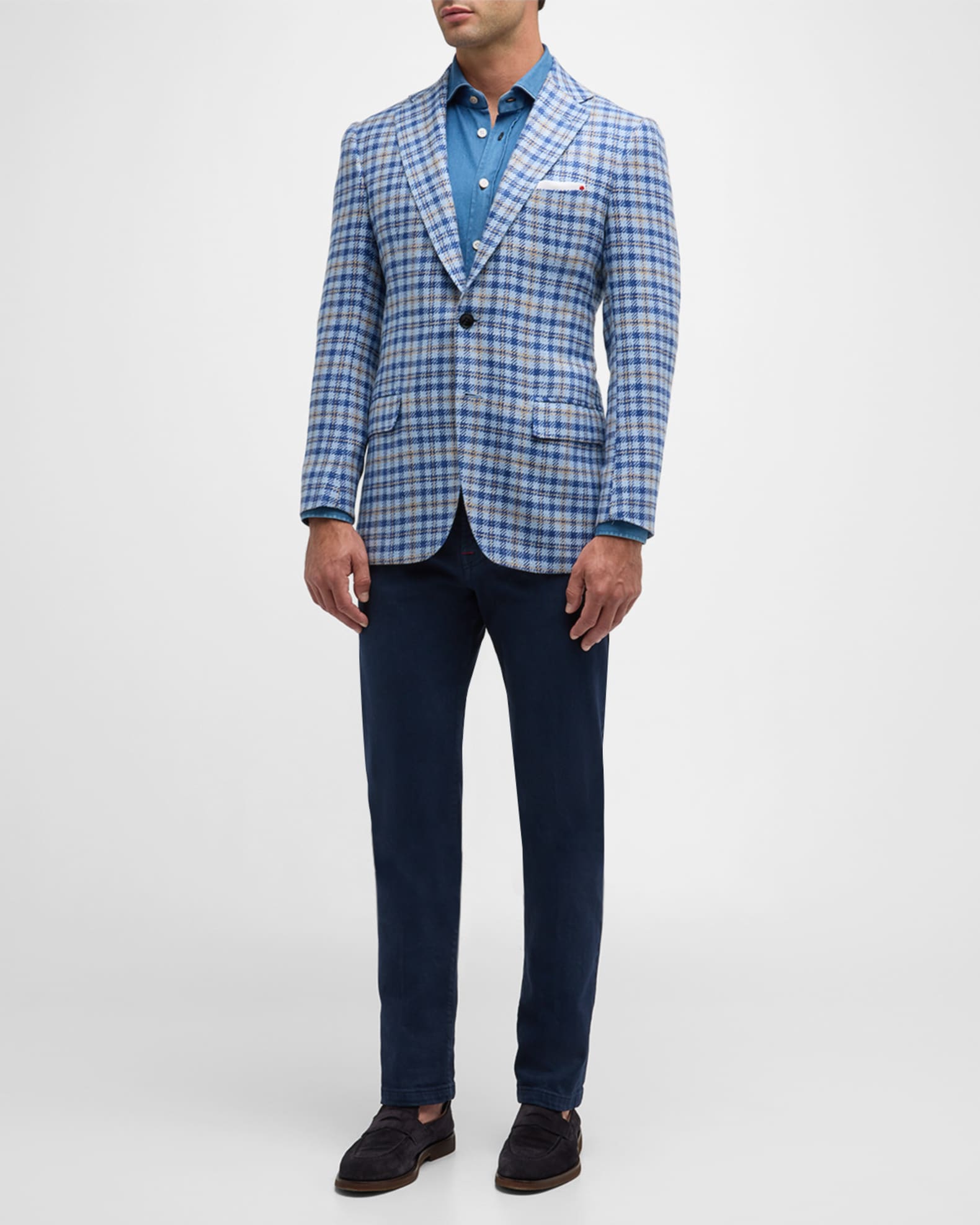 Kiton Men's Wool-Cashmere Check Sport Coat | Neiman Marcus
