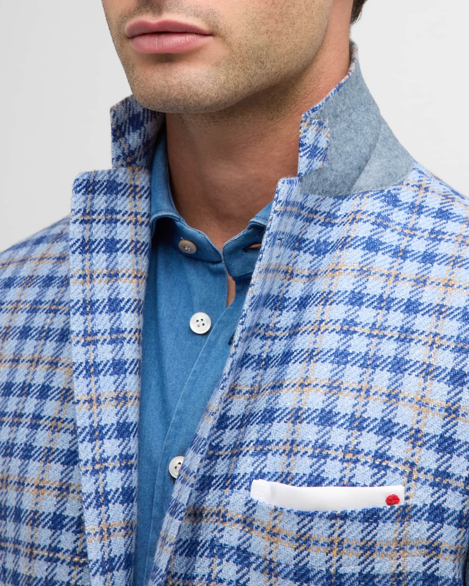 Kiton Men's Wool-Cashmere Check Sport Coat | Neiman Marcus