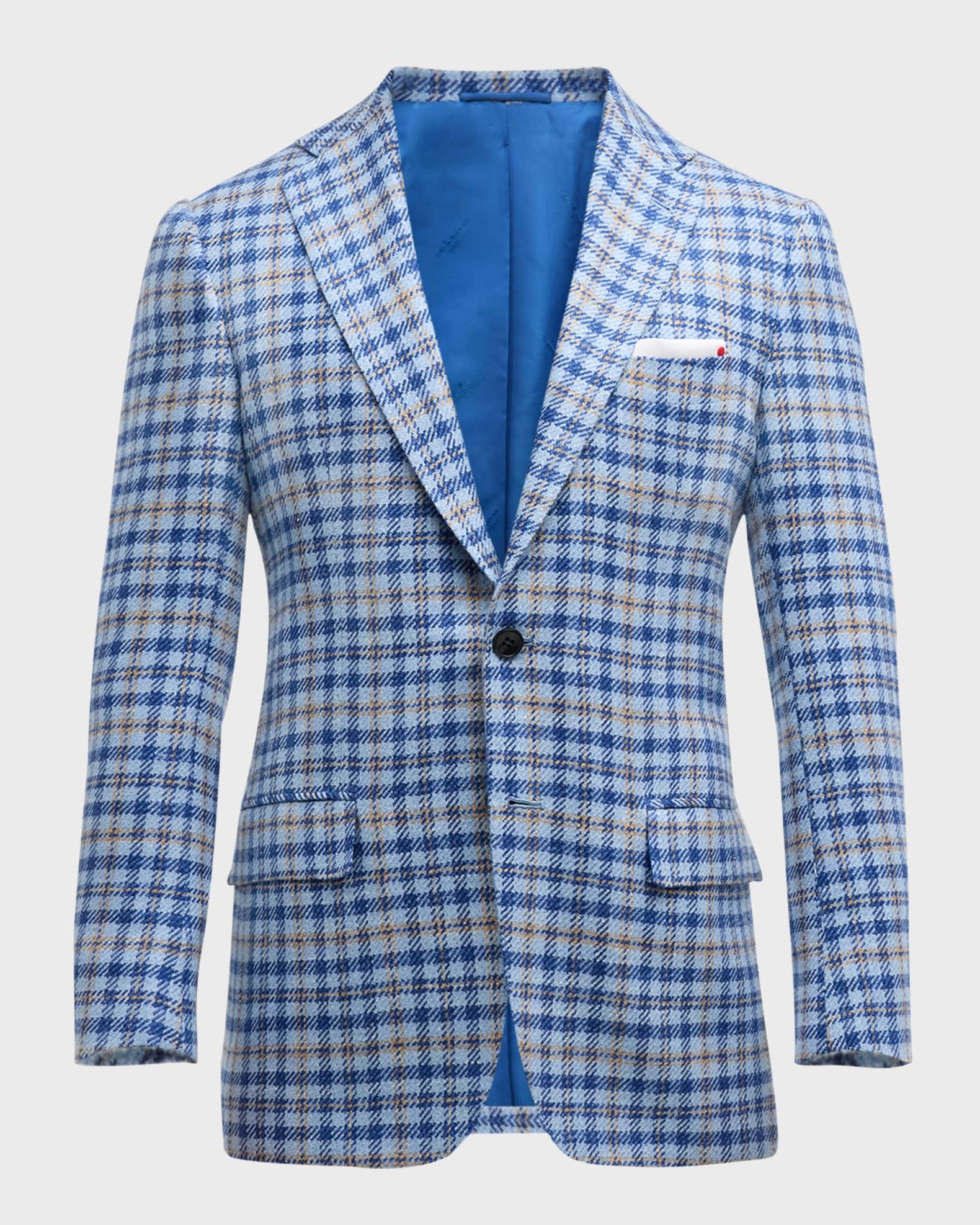 Kiton Men's Wool-Cashmere Check Sport Coat | Neiman Marcus