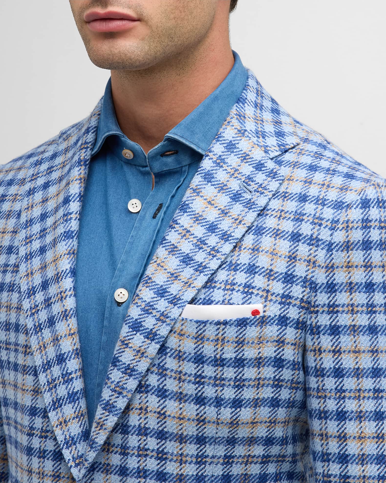 Kiton Men's Wool-Cashmere Check Sport Coat | Neiman Marcus